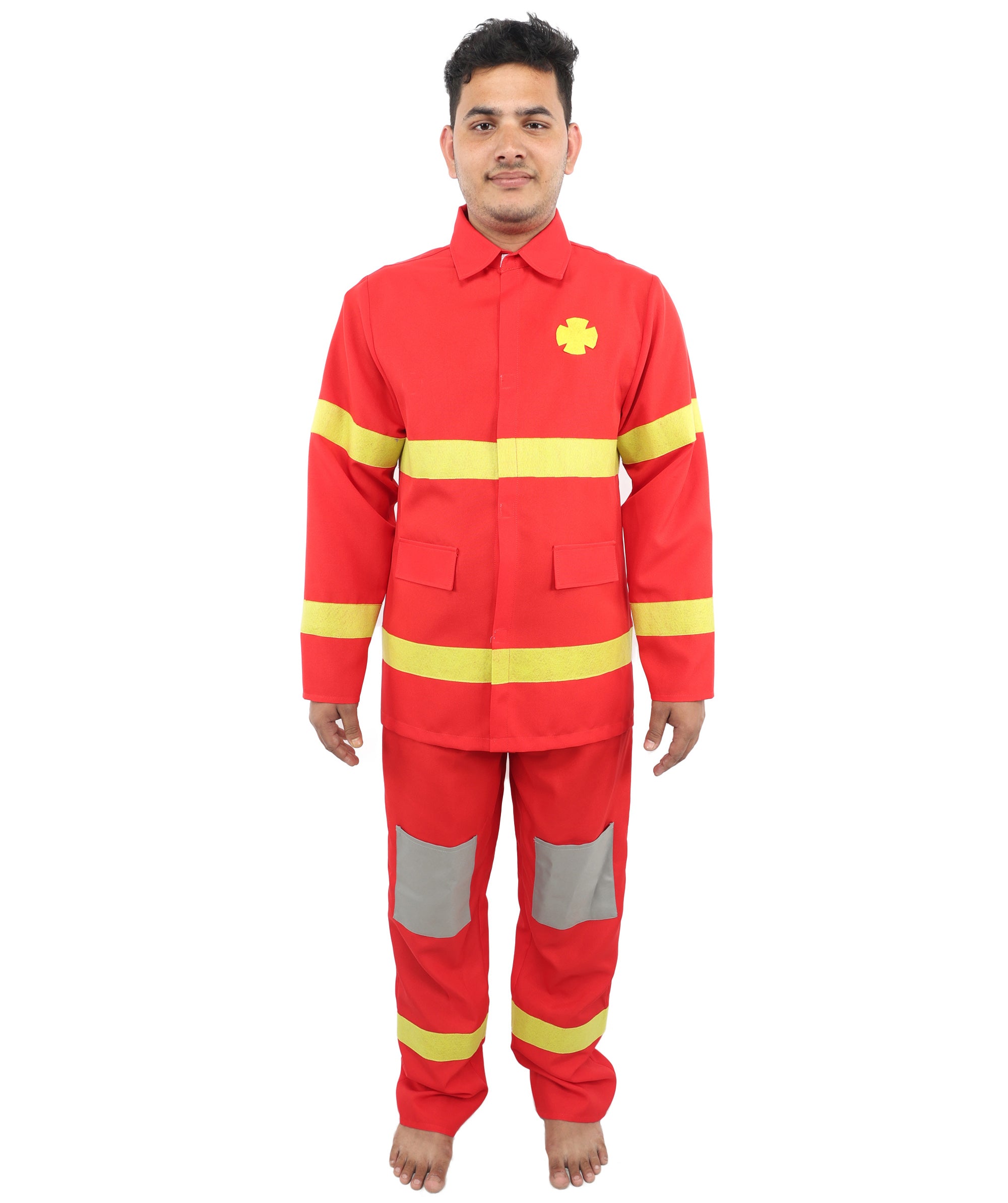 HPO Adult Men’s Fire Rescue Style Red Costume | Halloween Emergency Th ...