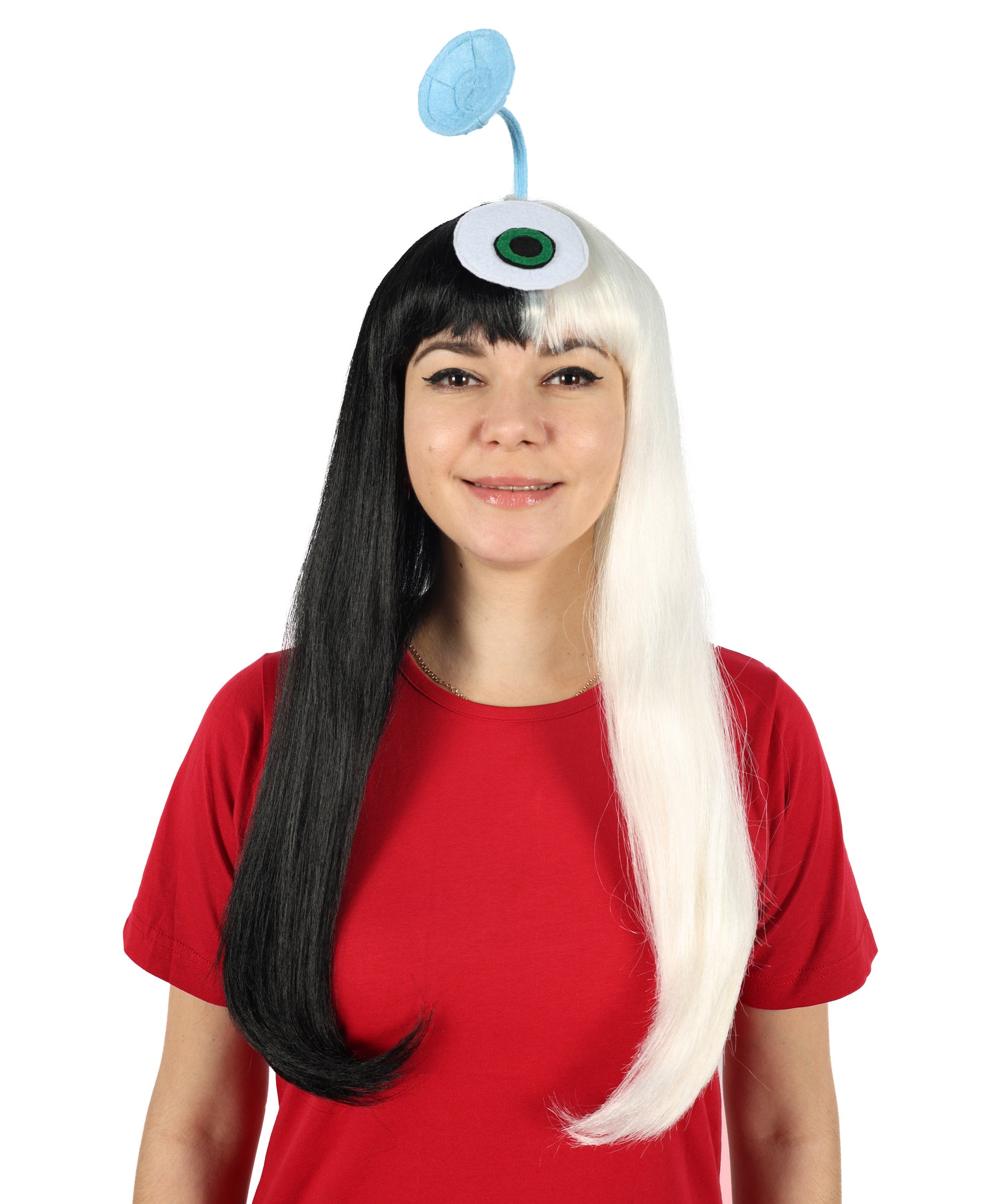Alien Wig with Antennae - Adult / Blue - HalloweenPartyOnline