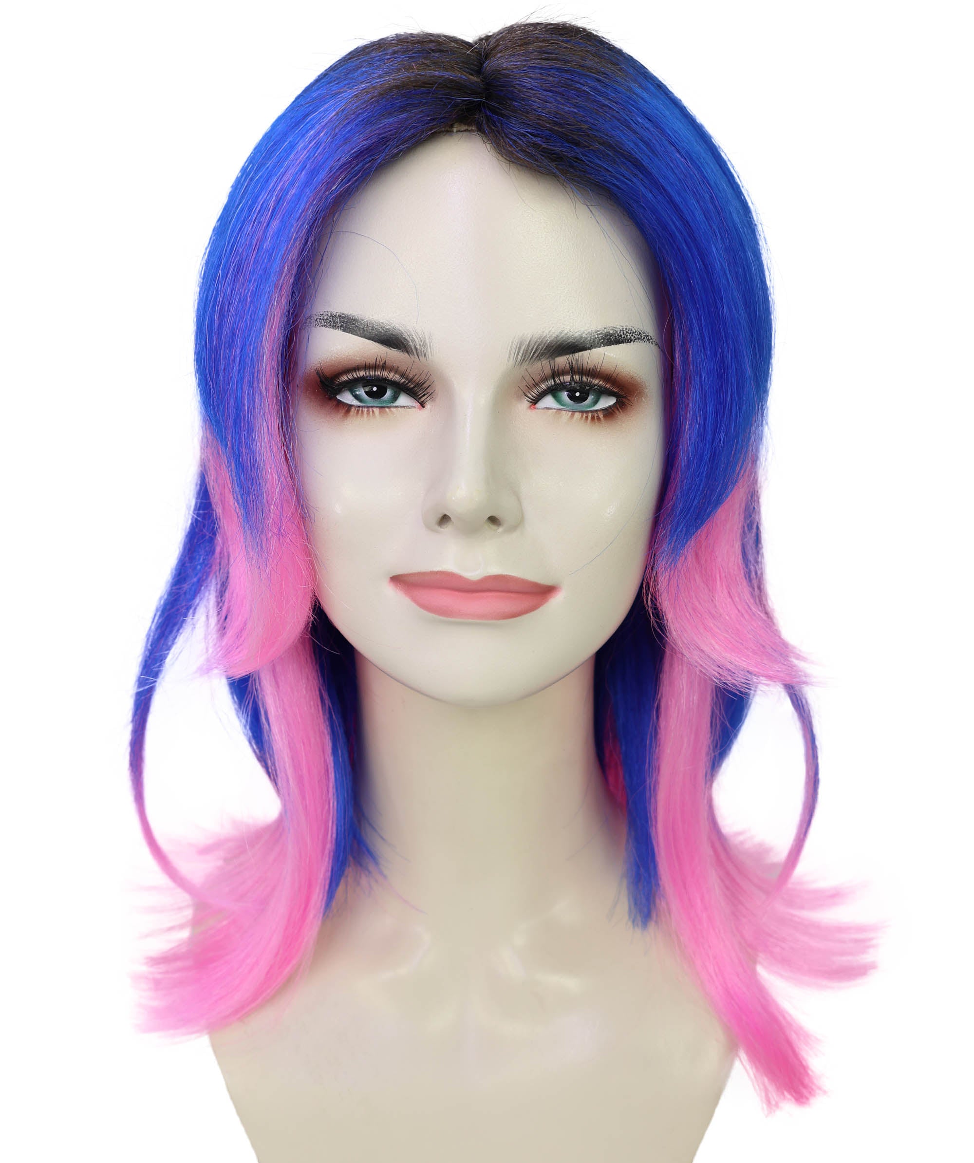 HPO Adult Women's Split-Dye Synthetic Wig – Two-Tone Color Hairpiece f ...