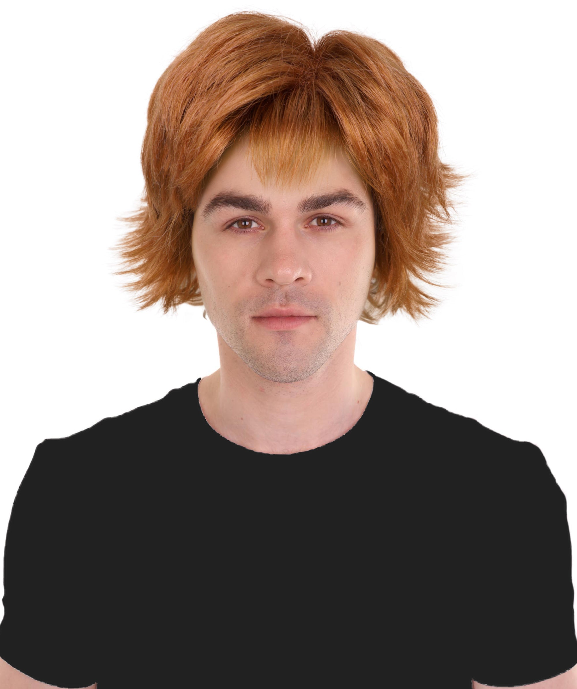 HPO Adult Men’s Long Fringed Strawberry Blonde Wig | Layered Shag Styl ...