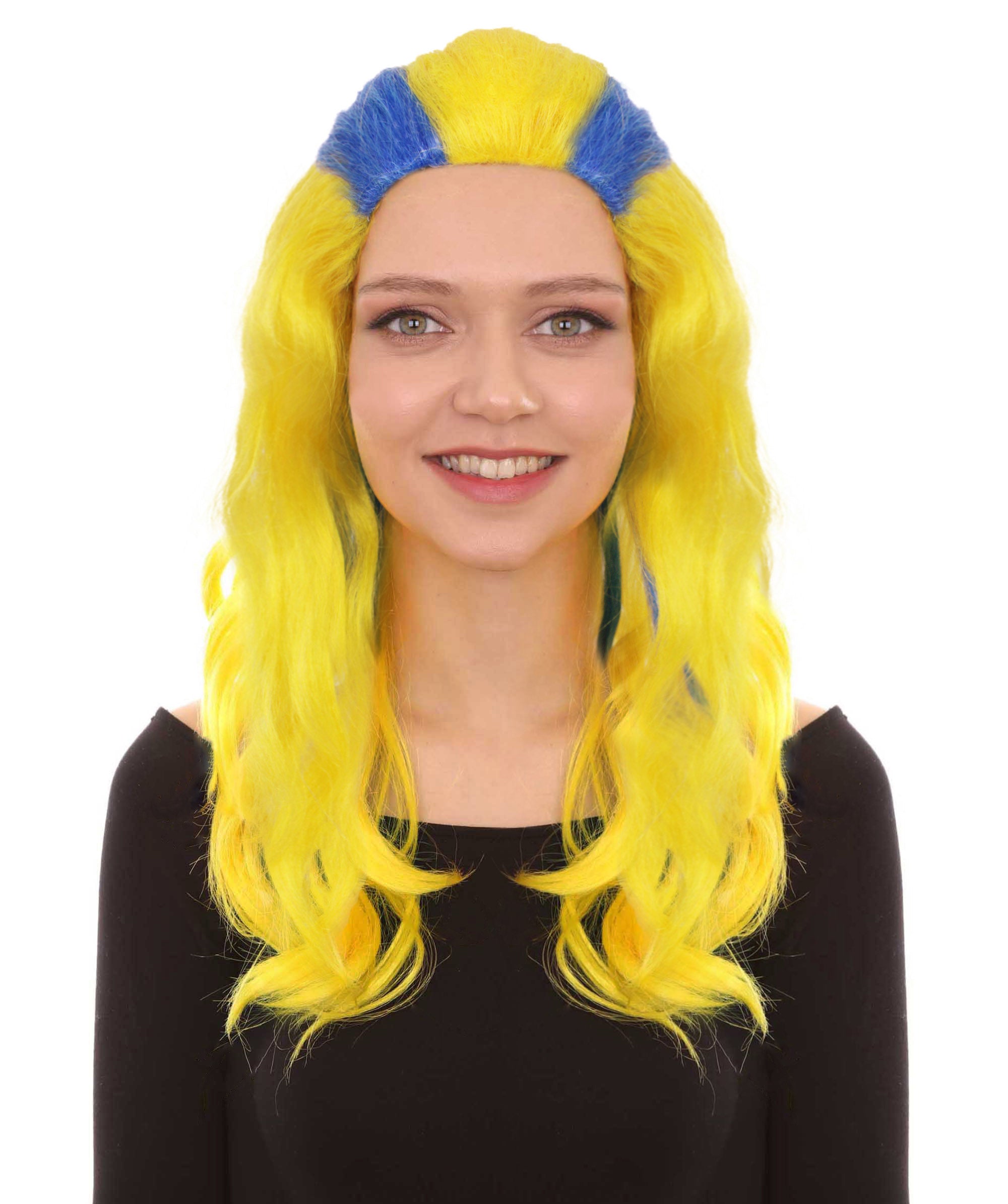 Performer Drag Wig - One Size / Yellow & Blue - HalloweenPartyOnline