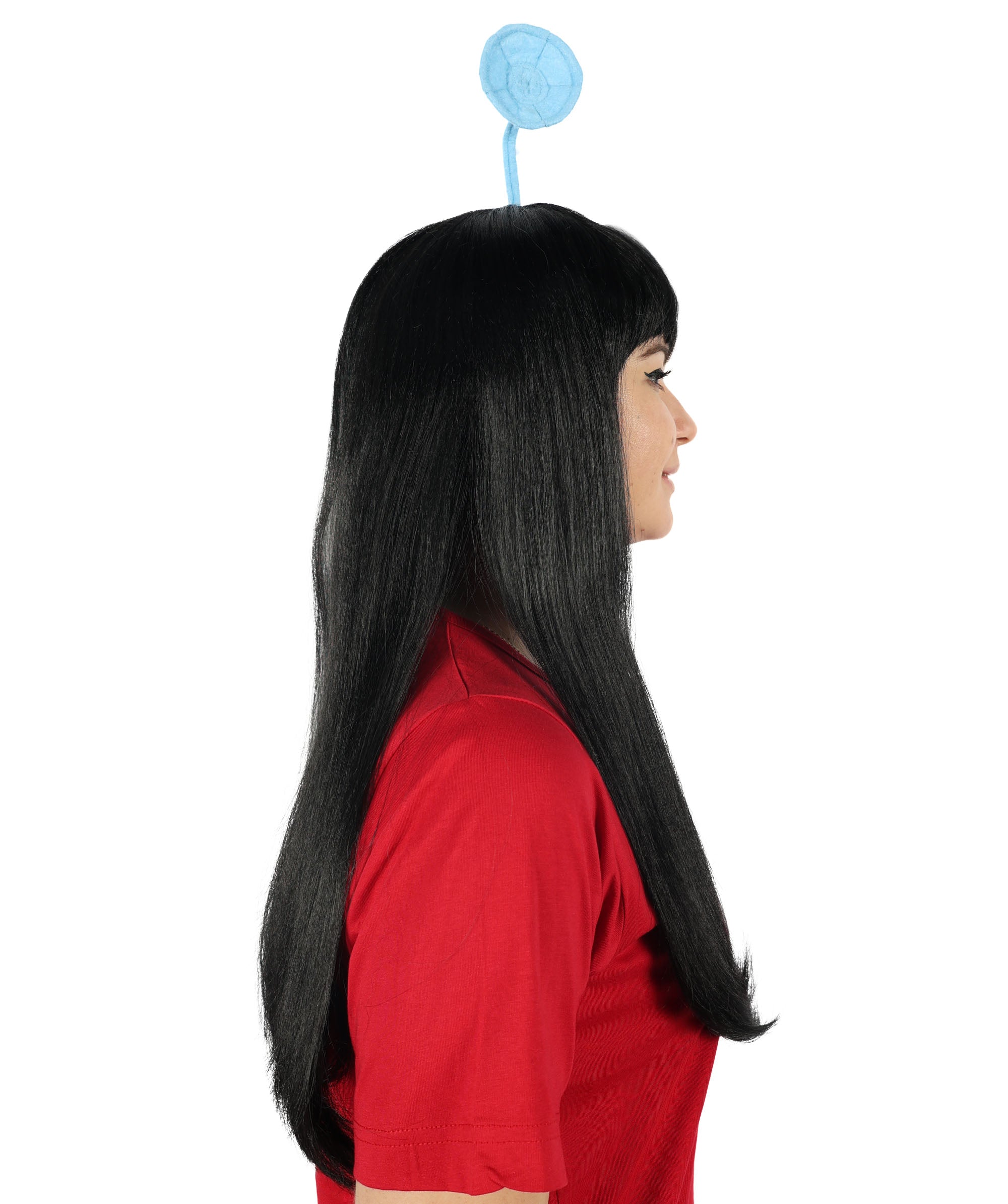 Alien Wig with Antennae - Adult / Blue - HalloweenPartyOnline