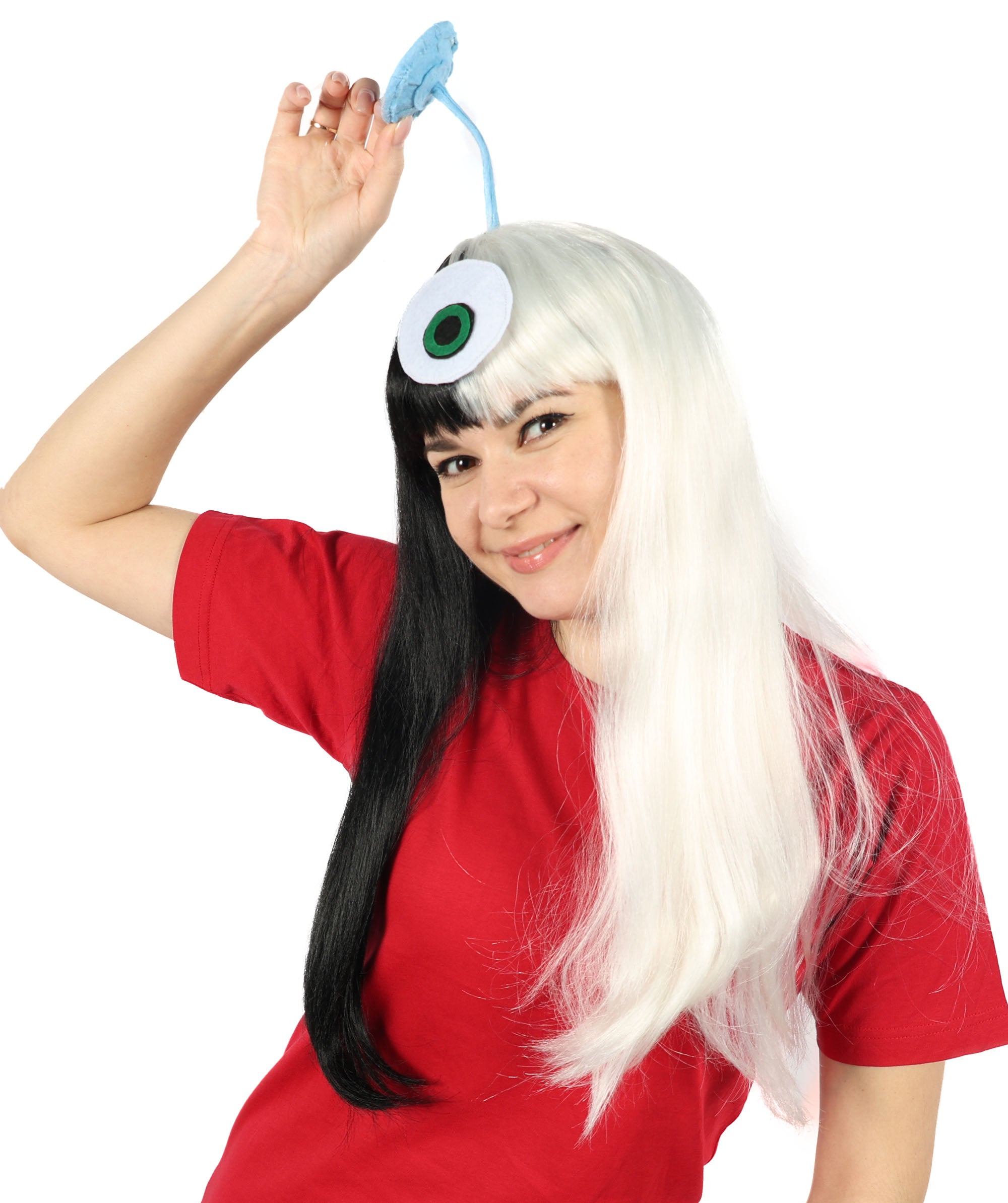 Alien Wig with Antennae - Adult / Blue - HalloweenPartyOnline