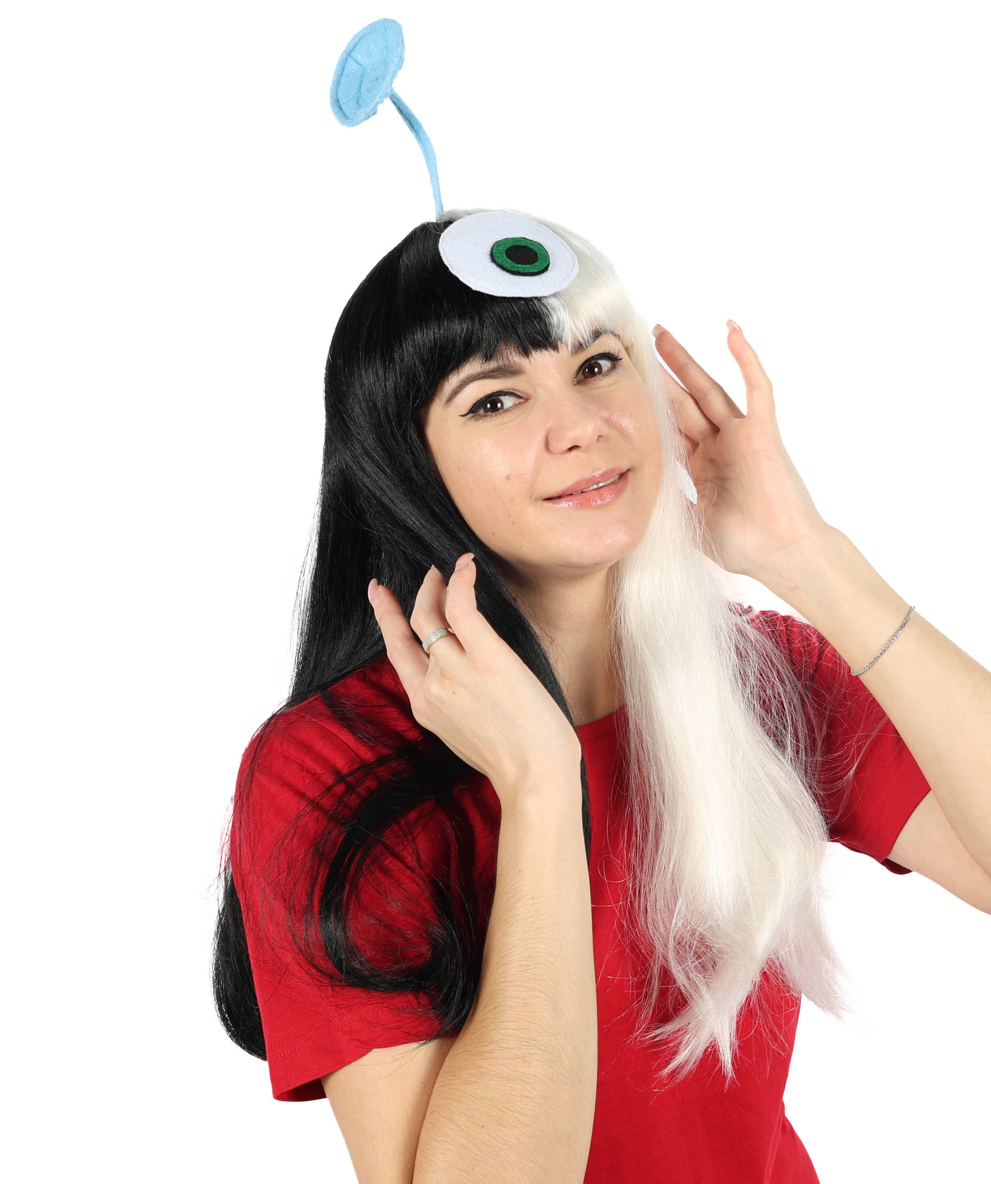 Alien Wig with Antennae - Adult / Blue - HalloweenPartyOnline