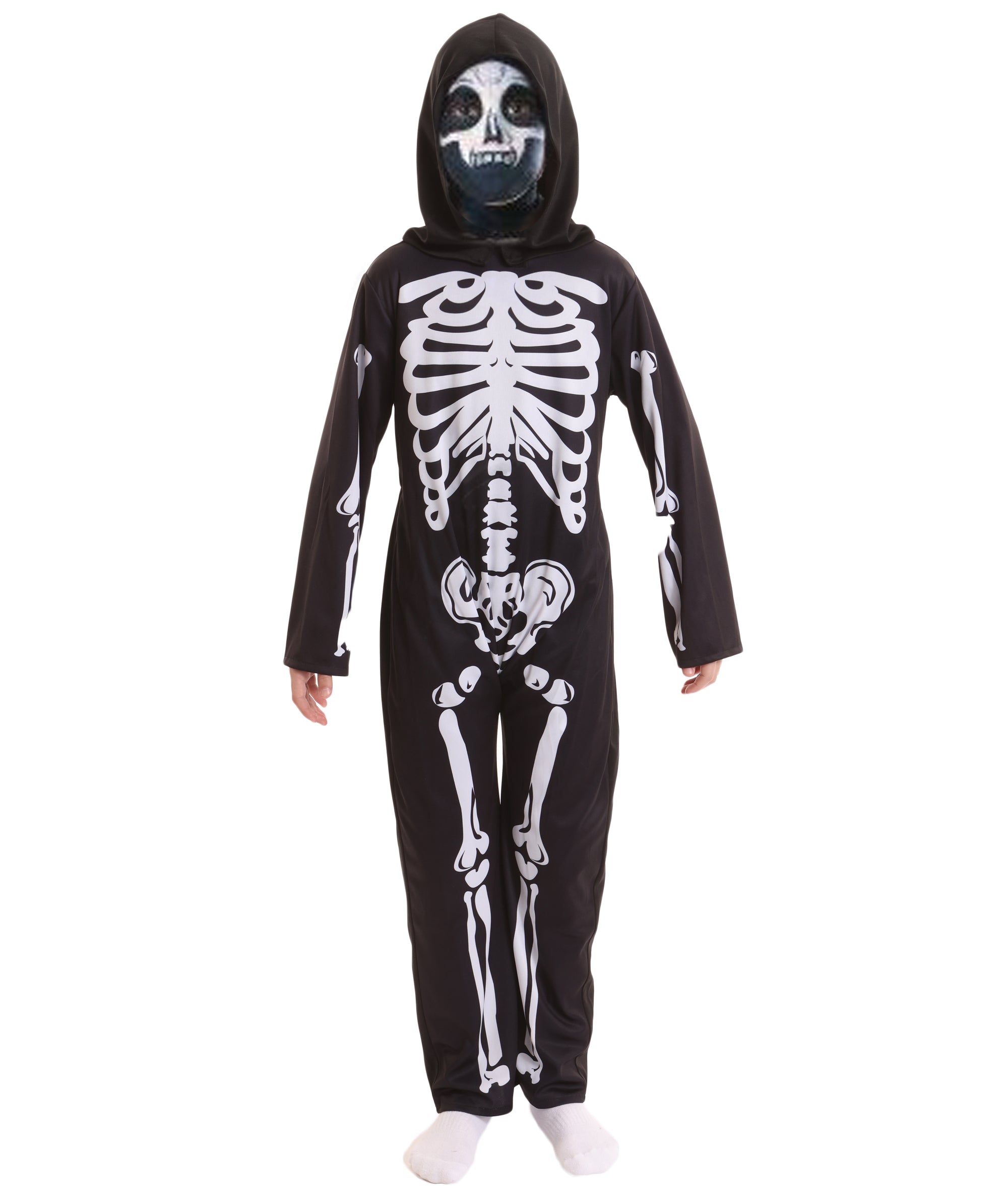 Teen Skeleton Costume | Full-Body Skeleton Print Outfit with Stretchy ...