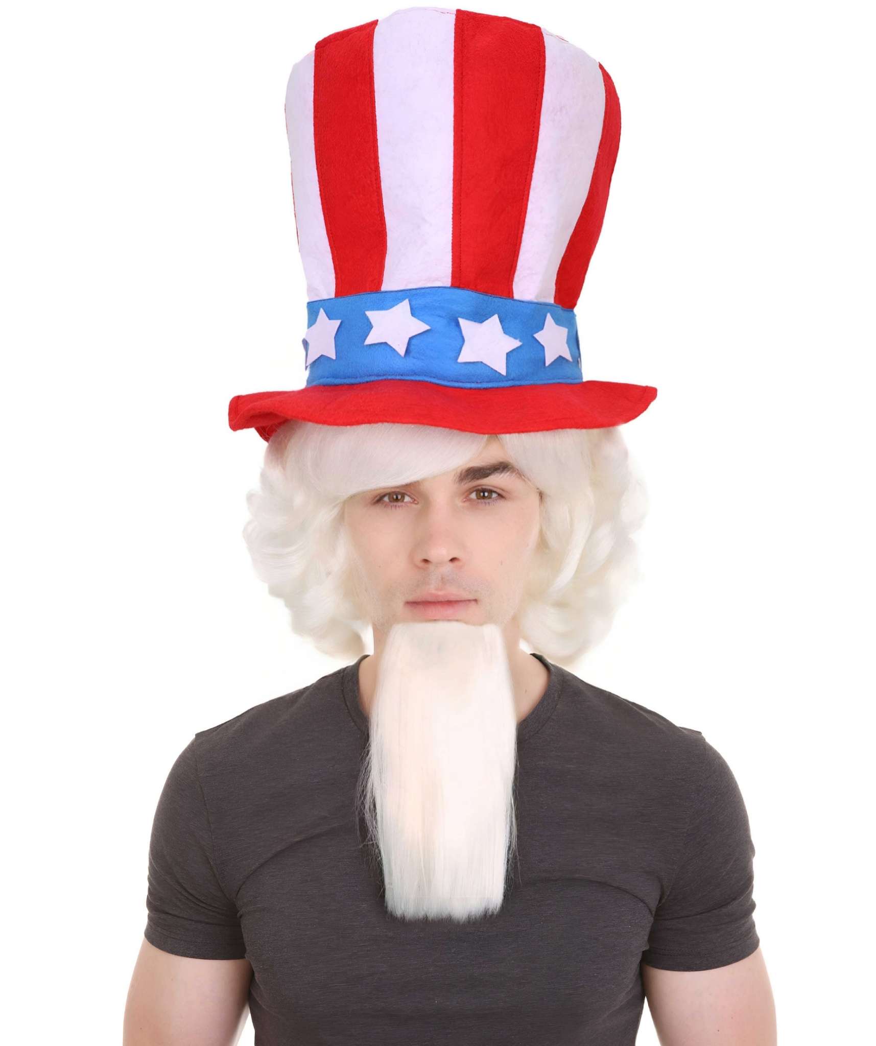 Hpo Adult Men S Rubie S Uncle Sam And Beard Set Costume White Wigs I