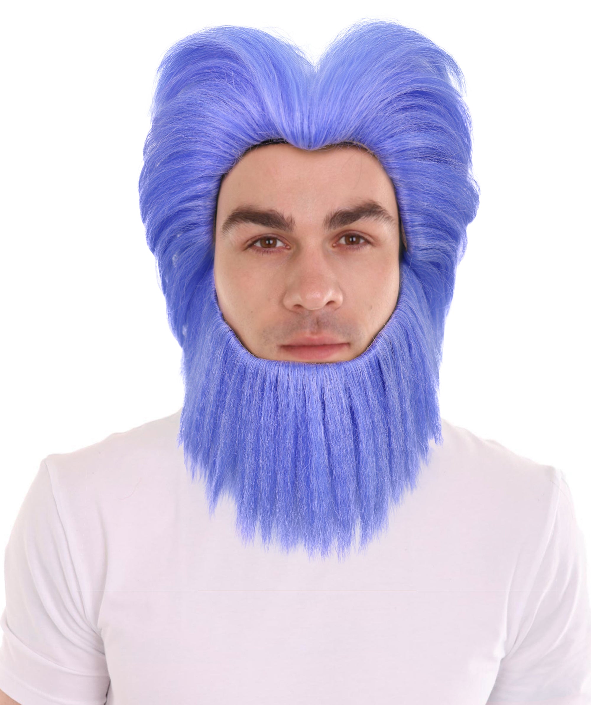 HPO Adult Men's Short Wave Blue Mixed Beard and Wig | Bold Hair & Faci ...