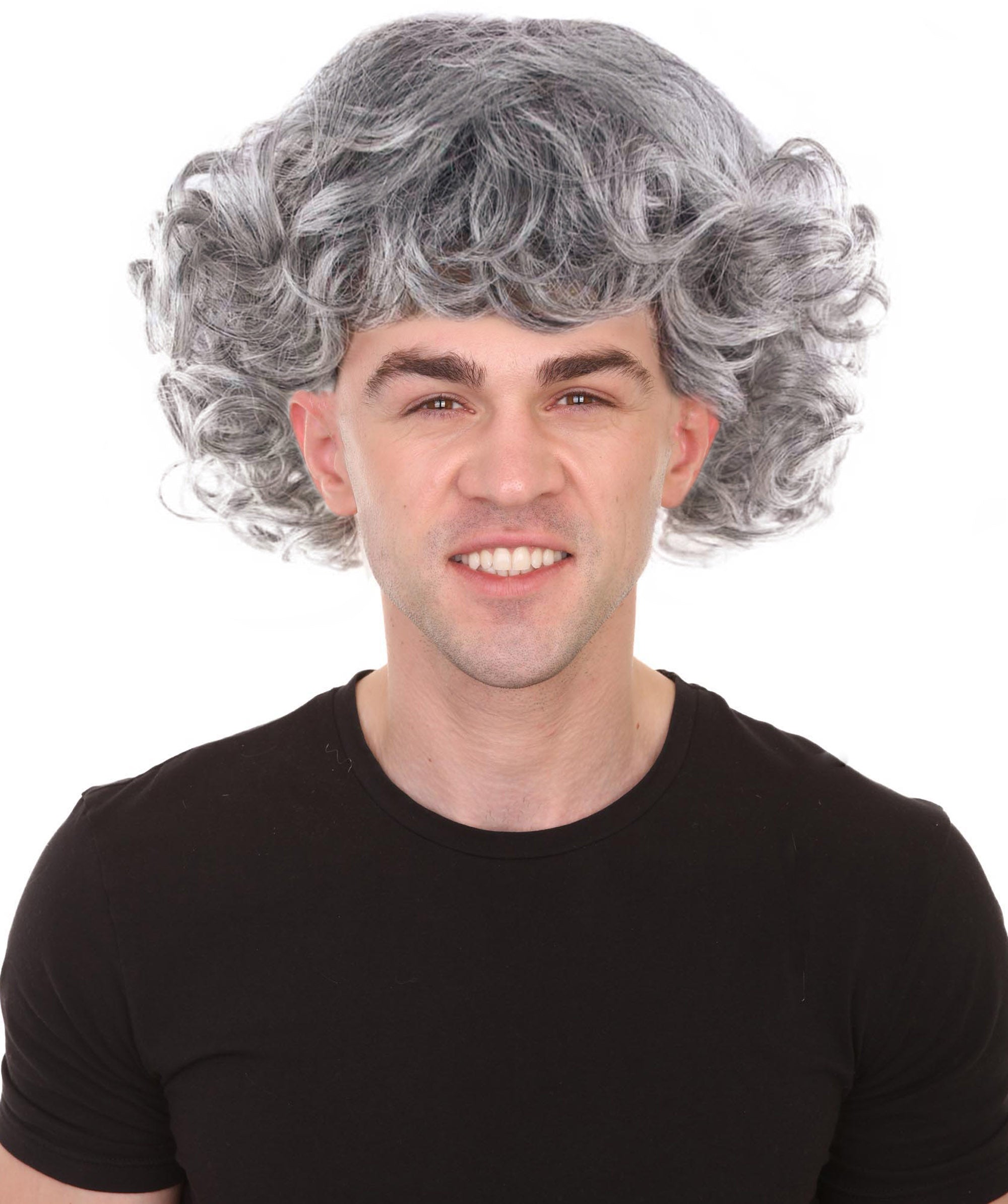 Gray Curly Wig - HalloweenPartyOnline