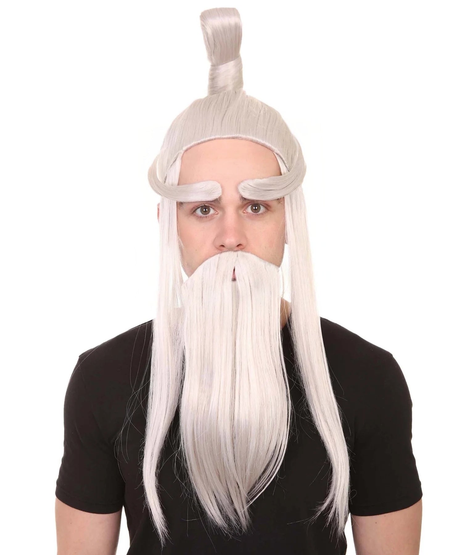 Martial Arts Master Mens Wig Beard Eyebrow Set | Asian Wig - Adult ...