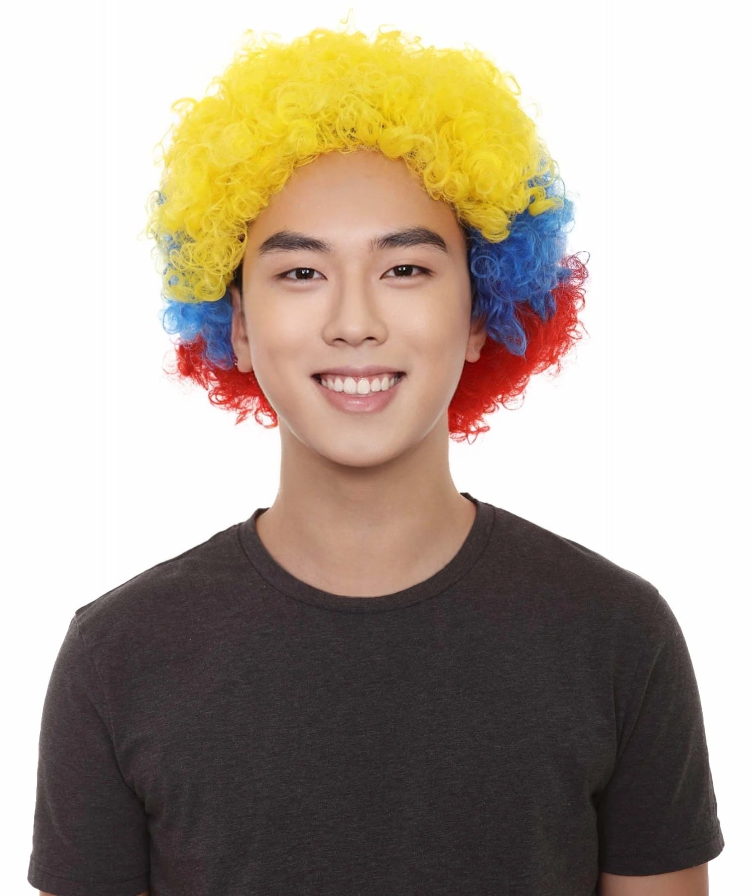 Ecuador Sport Afro Fun Wig | Red Blue Yellow Jumbo Wig ...