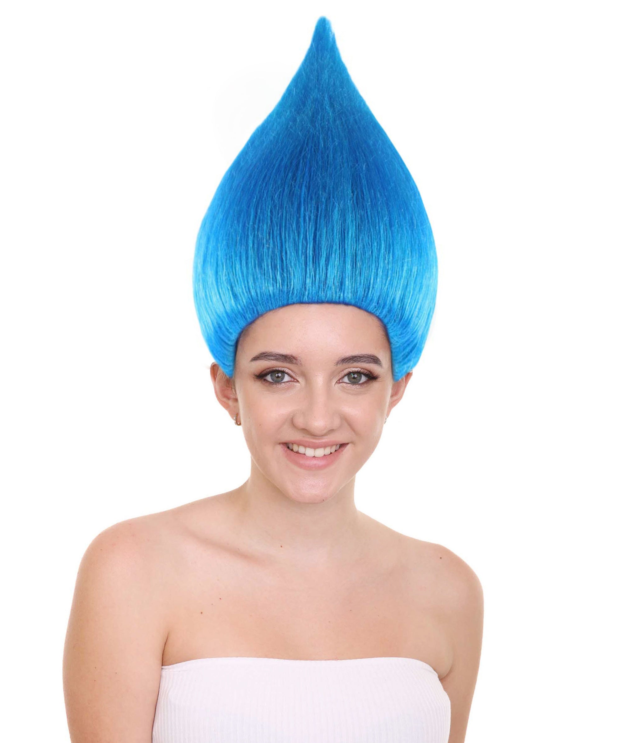 Women Blue Straight Trolls Wig for Halloween - HalloweenPartyOnline