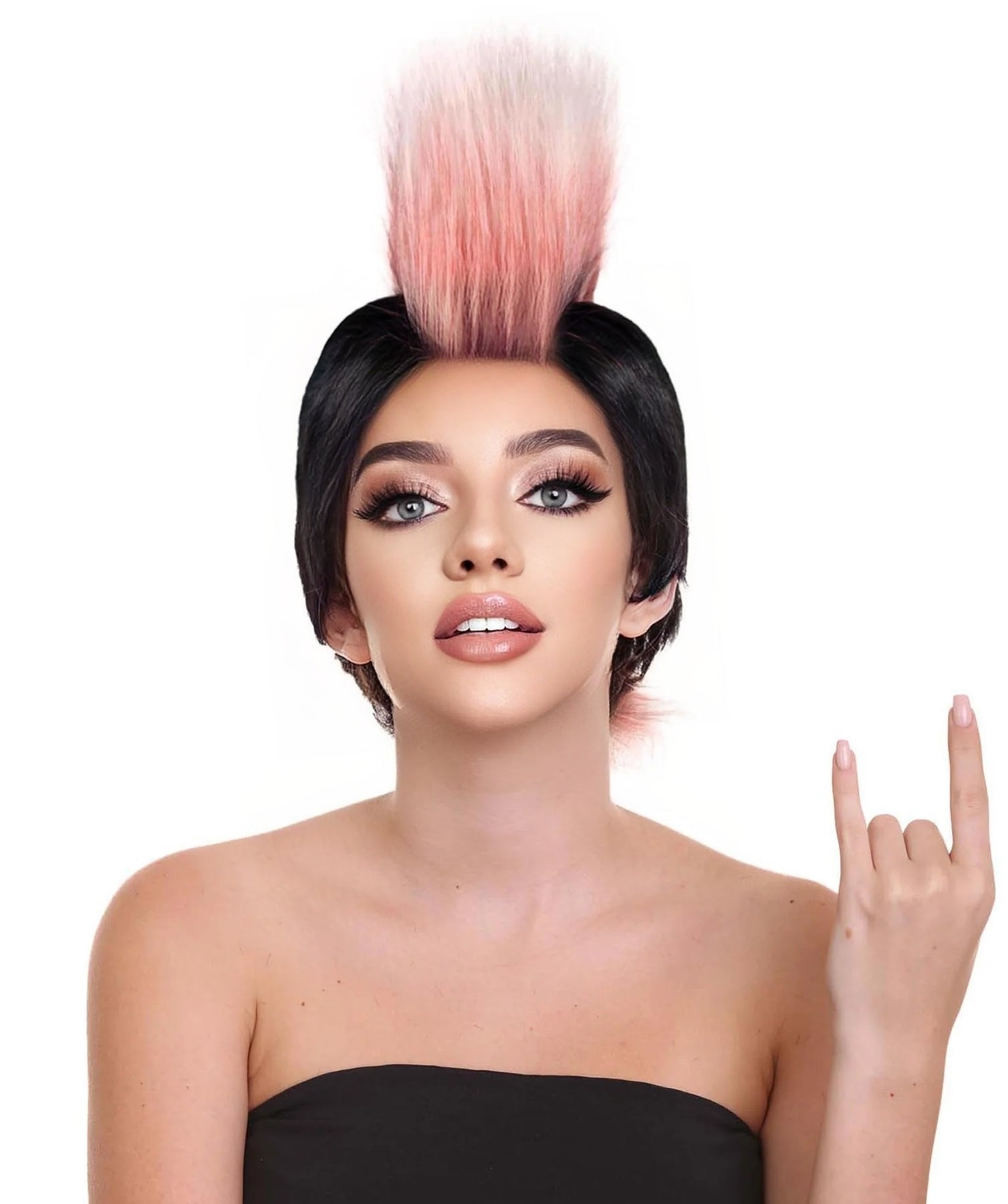 Pink Mohawk Wig - Adult / Black & Pink - HalloweenPartyOnline