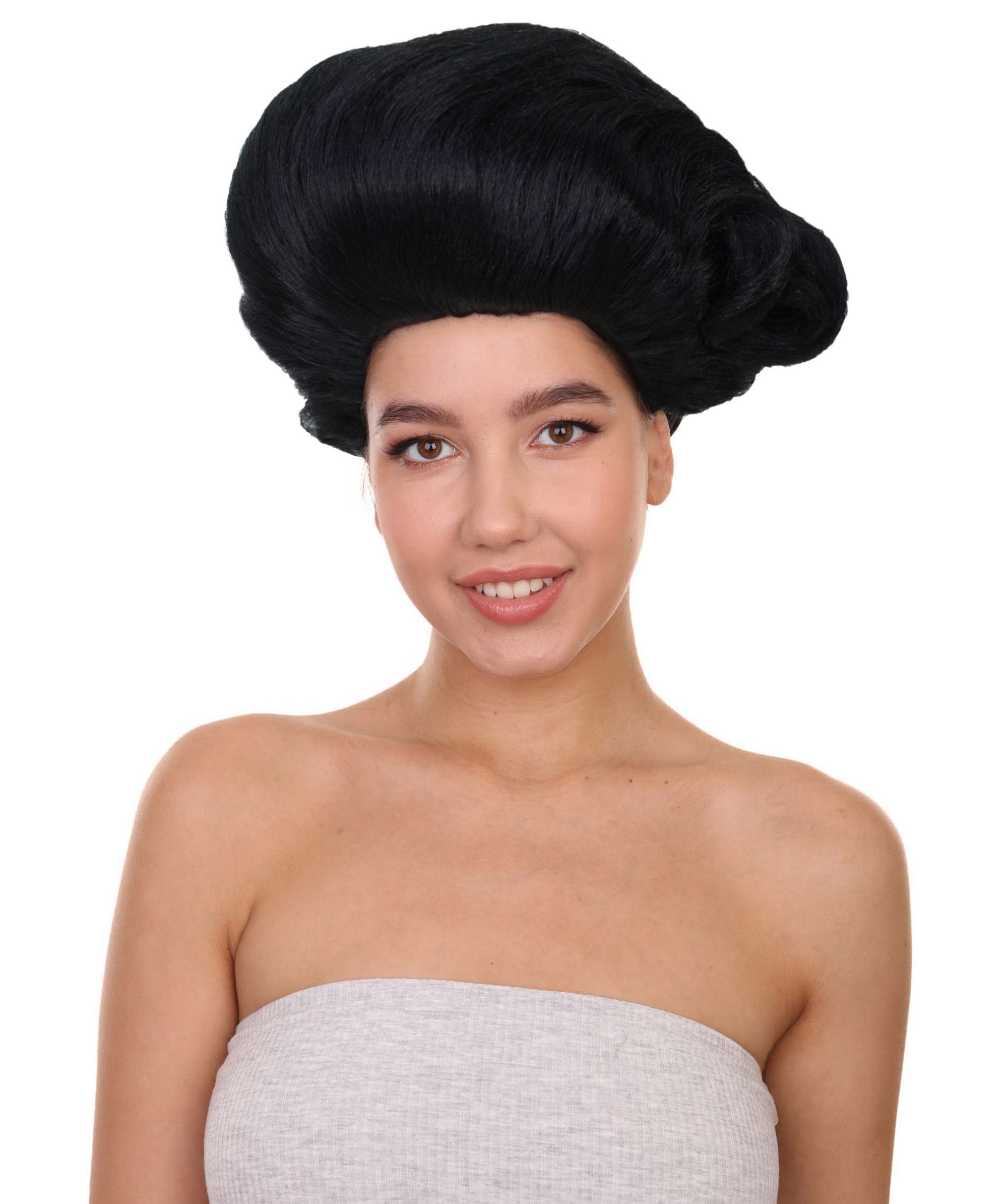 Adult Unisex Drag Race Black Side Part Madam Updo Wig - HalloweenPartyOnline