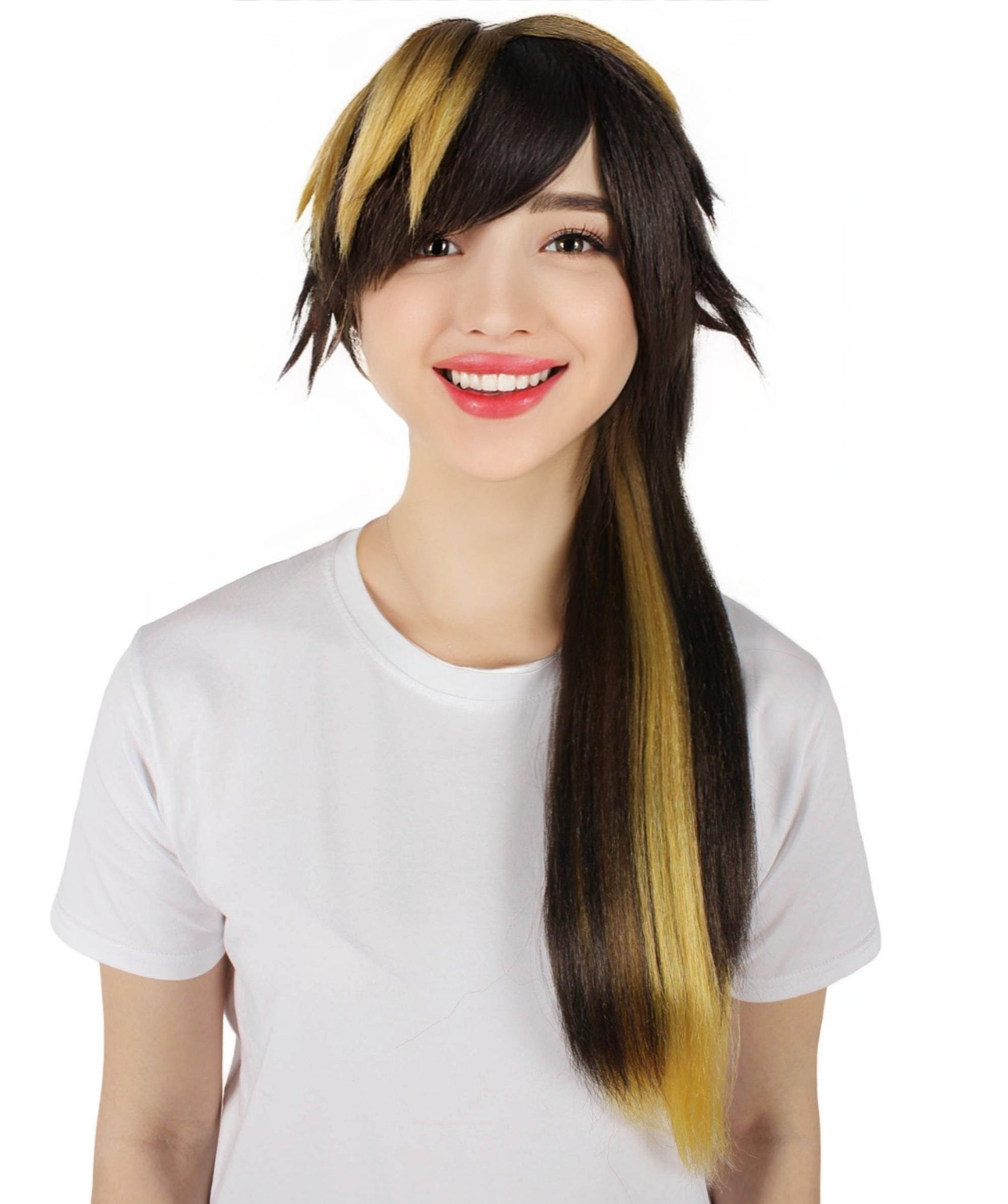 Adult Men's Visual Kei Musician Black & Yellow Wig| - HalloweenPartyOnline