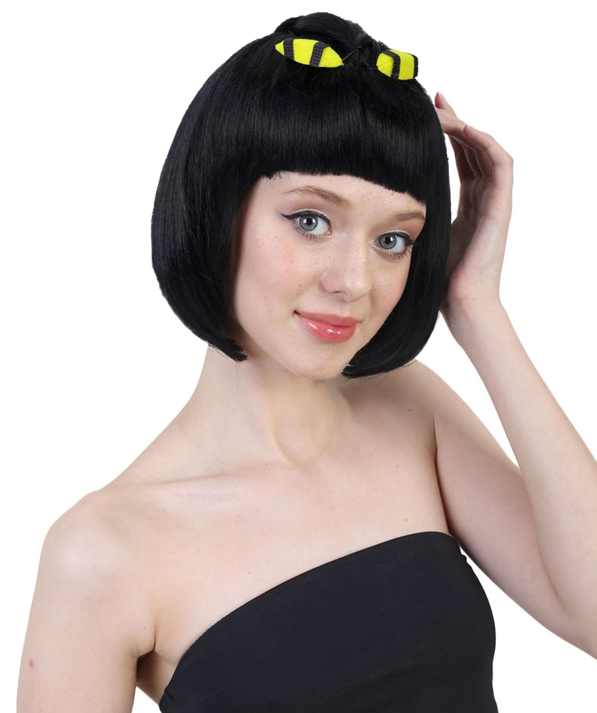 HPO Adult Women's Short Black Straight Anime Wig | Game-Inspired Chara ...
