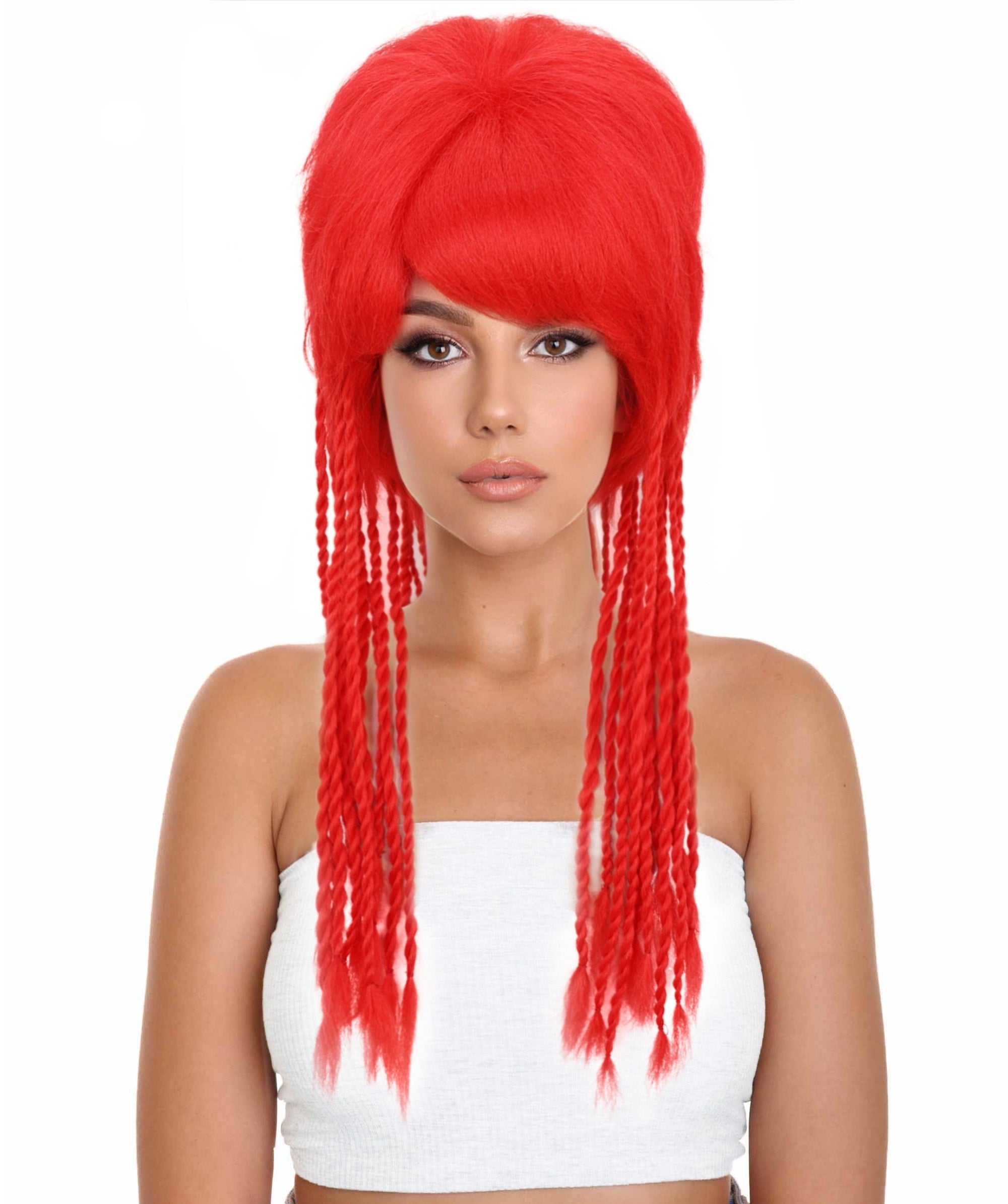 HPO Adult Women’s Club Wig with Rave Red Braids | Bold Party Hairpiece ...