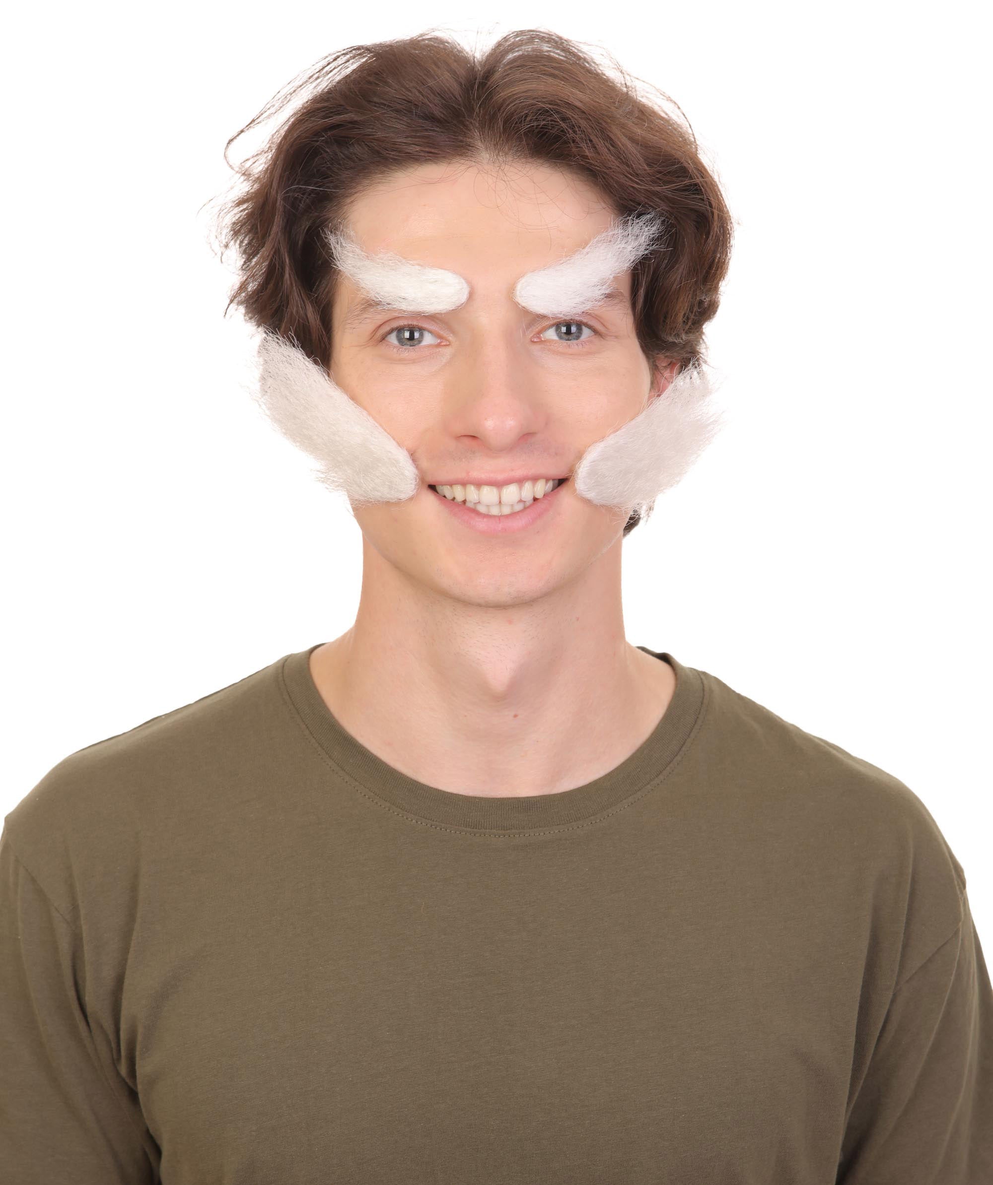 Adult Men's White Tv/ Movie Sideburn and Eyebrows | Best for Halloween ...