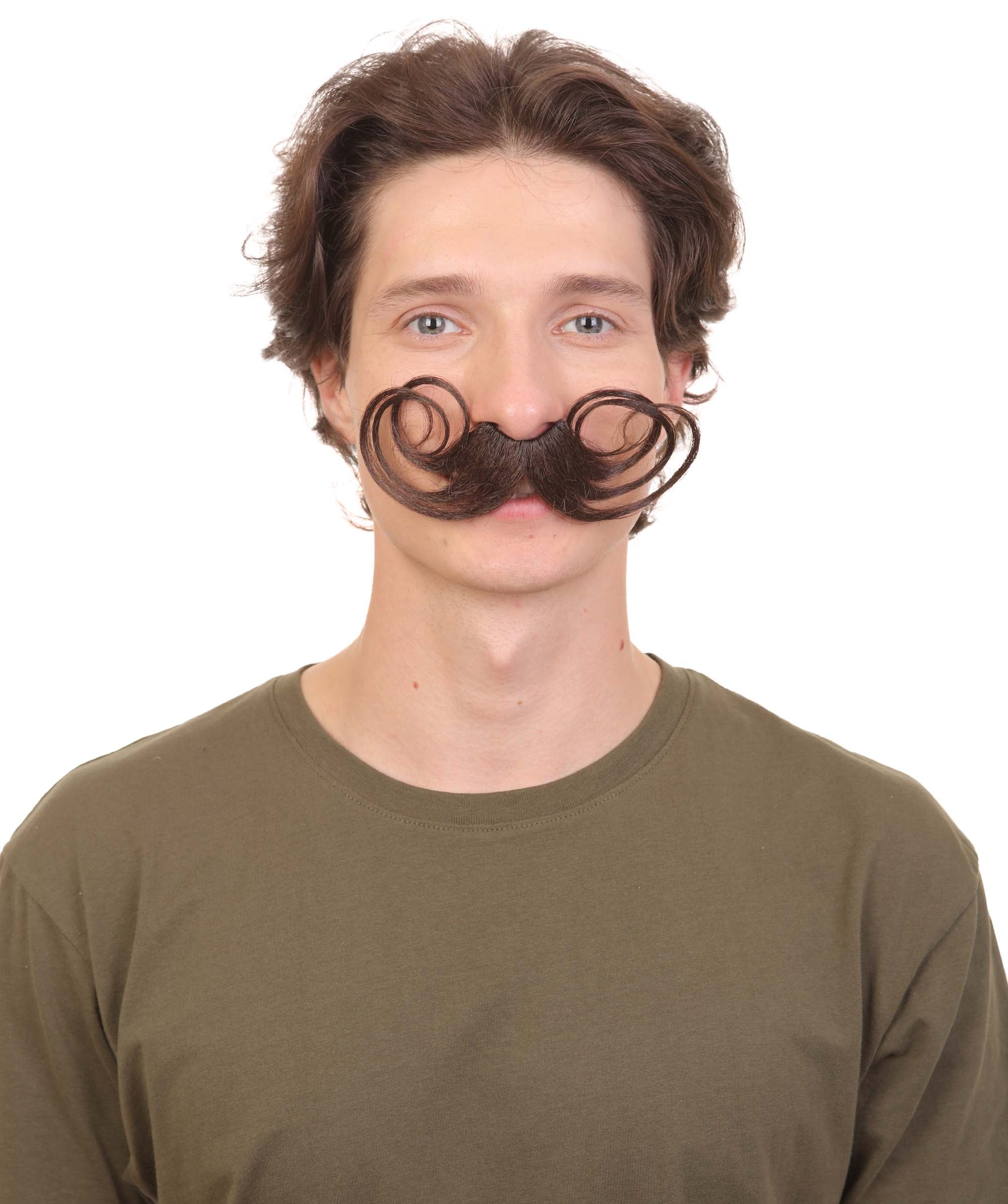 Adult Men’s German-style Mustache with Multiple Upwardly Curved and Ci ...
