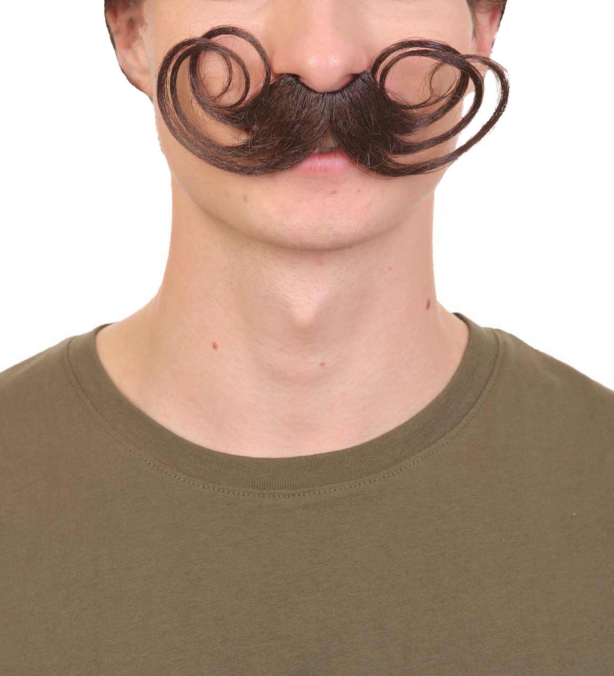 Adult Men’s German-style Mustache with Multiple Upwardly Curved and Ci ...