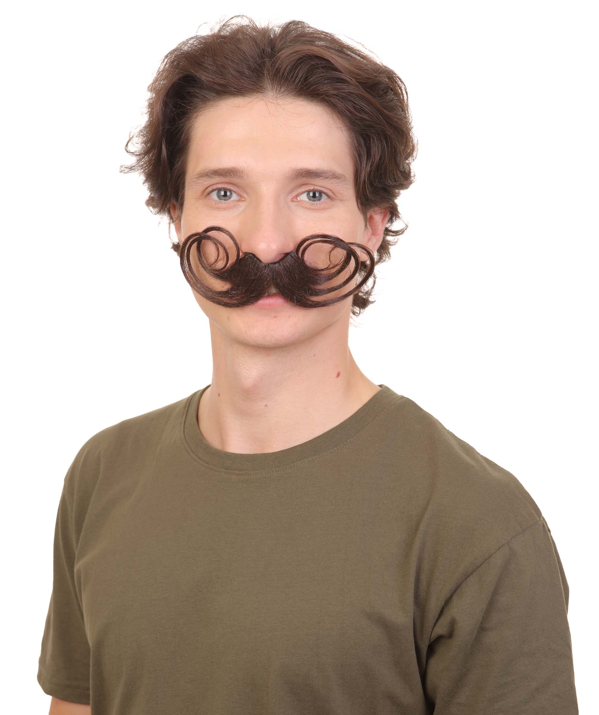 Adult Men’s German-style Mustache with Multiple Upwardly Curved and Ci ...