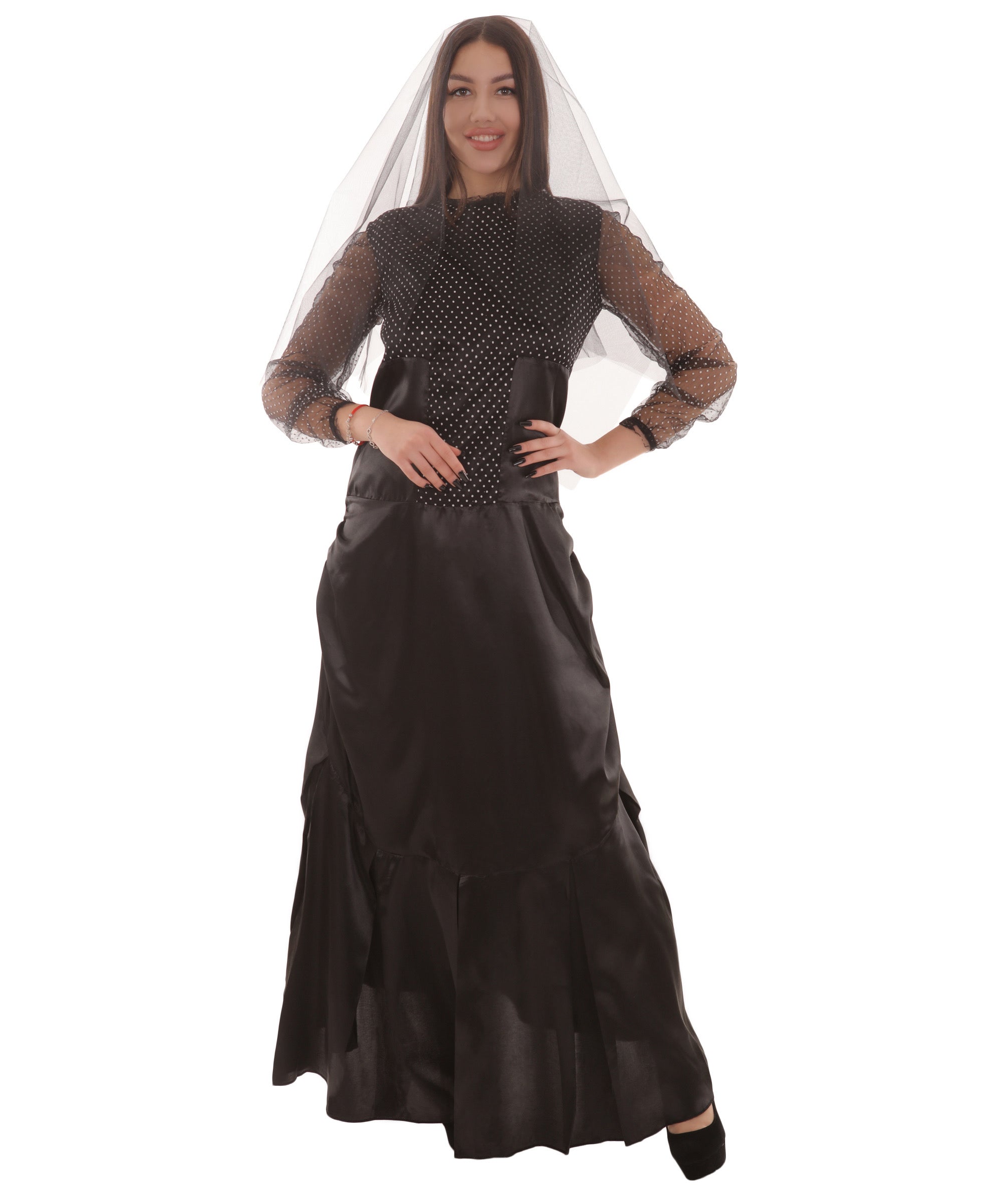 Adult Women's Elegant Bride Vampire Costume | Black Halloween Costume ...