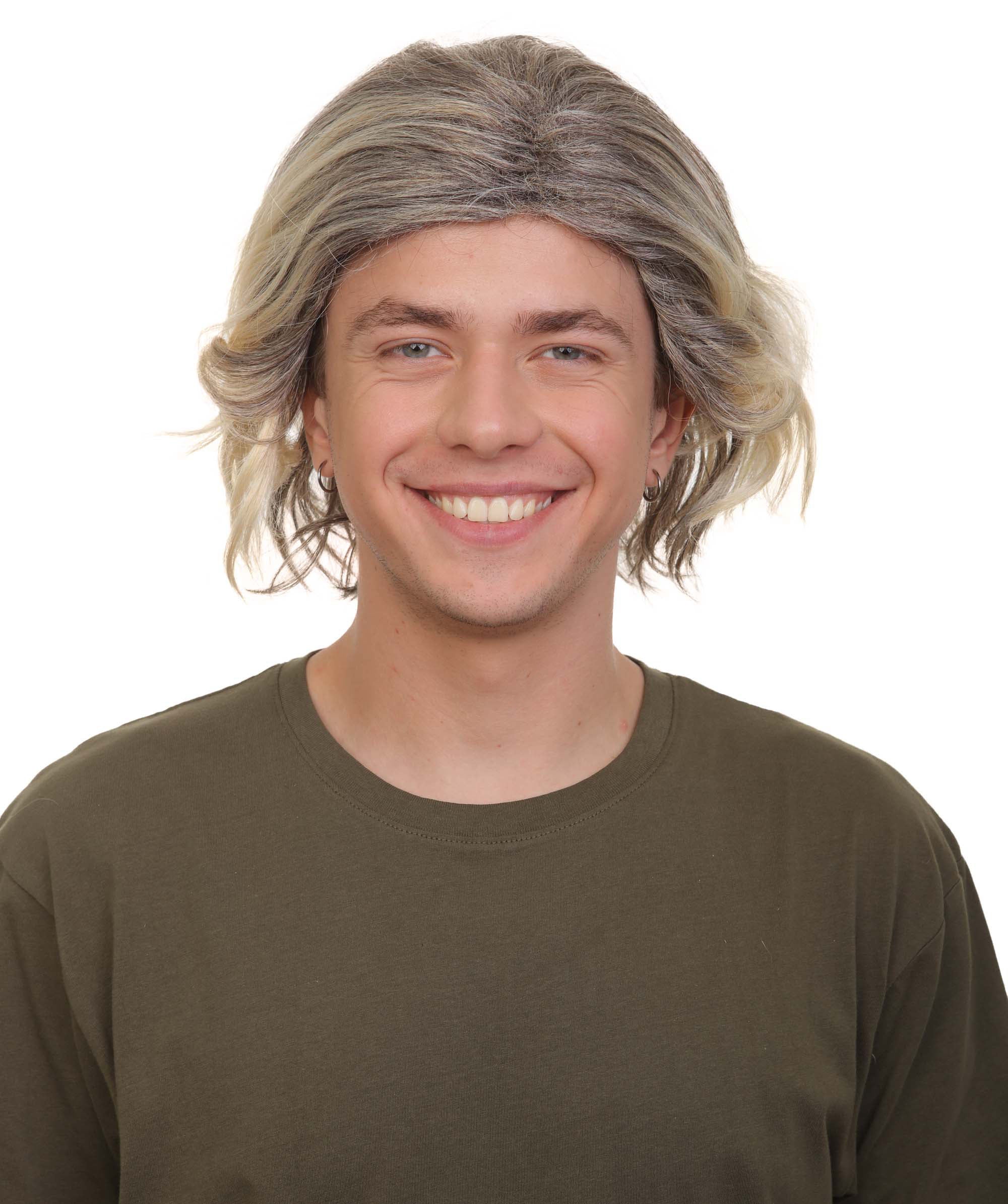 Adult Men's Dirty Grey Blonde Australian Rapper Singer Wavy Laroi Wig ...