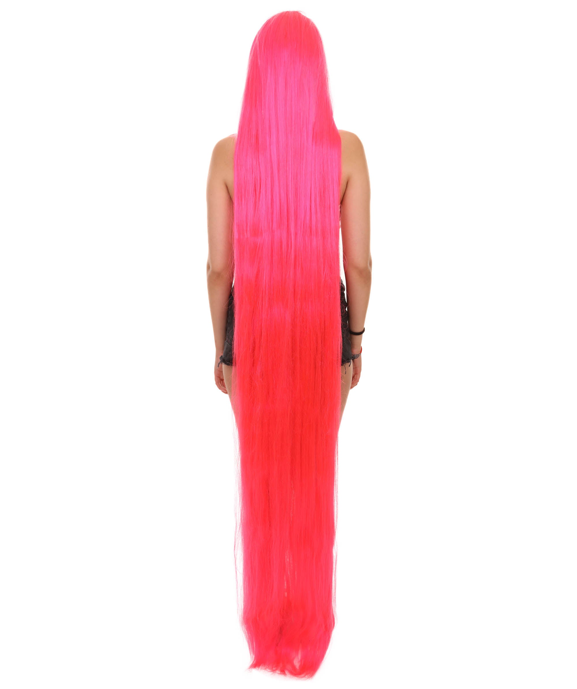 70" Extra Long Neon Pink Wig | Neon Pink Cosplay Wigs | Halloween Wigs ...
