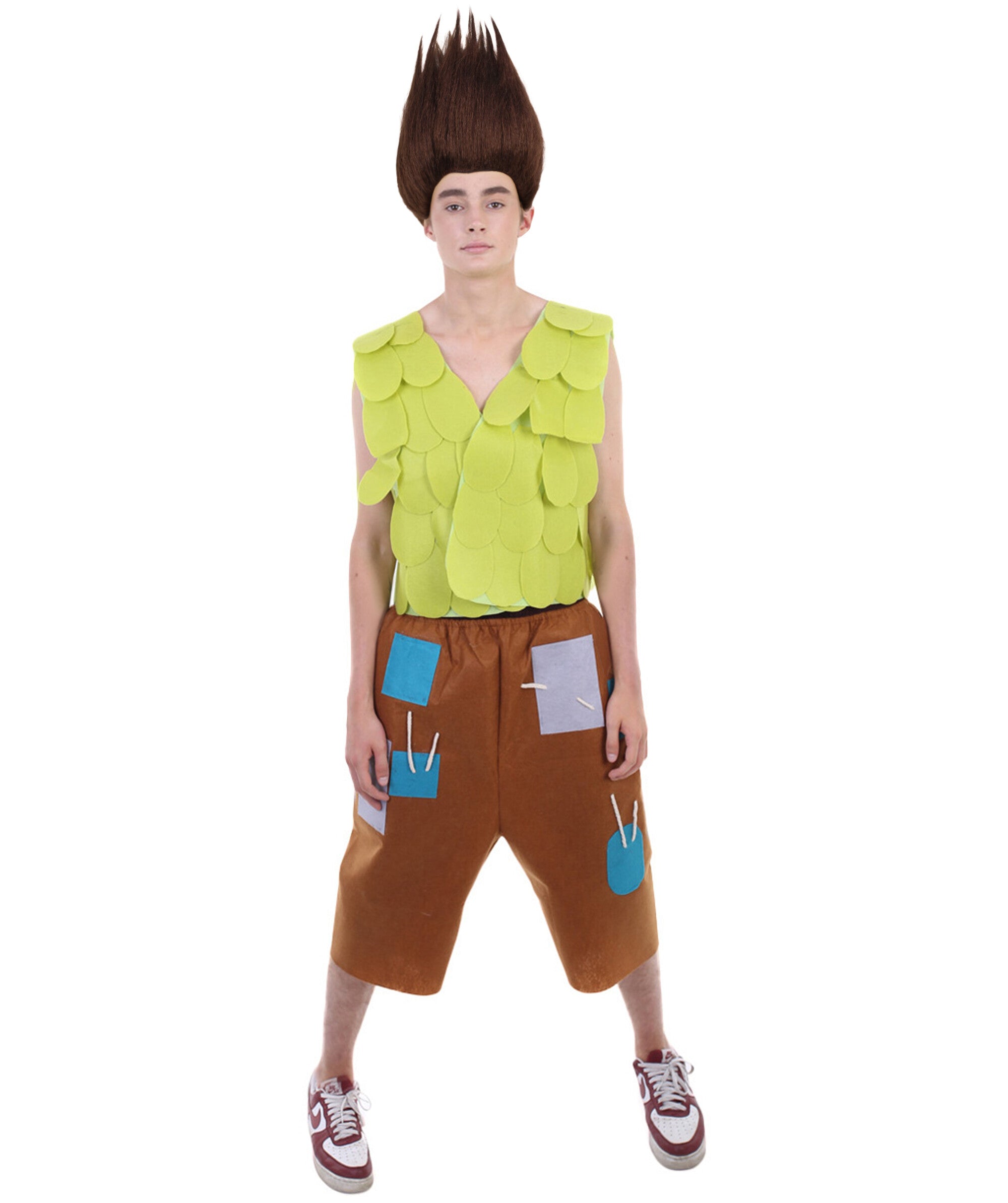 Adult Men’s Troll Costume Set | Vest and Pants with Straight Spiked Wig ...