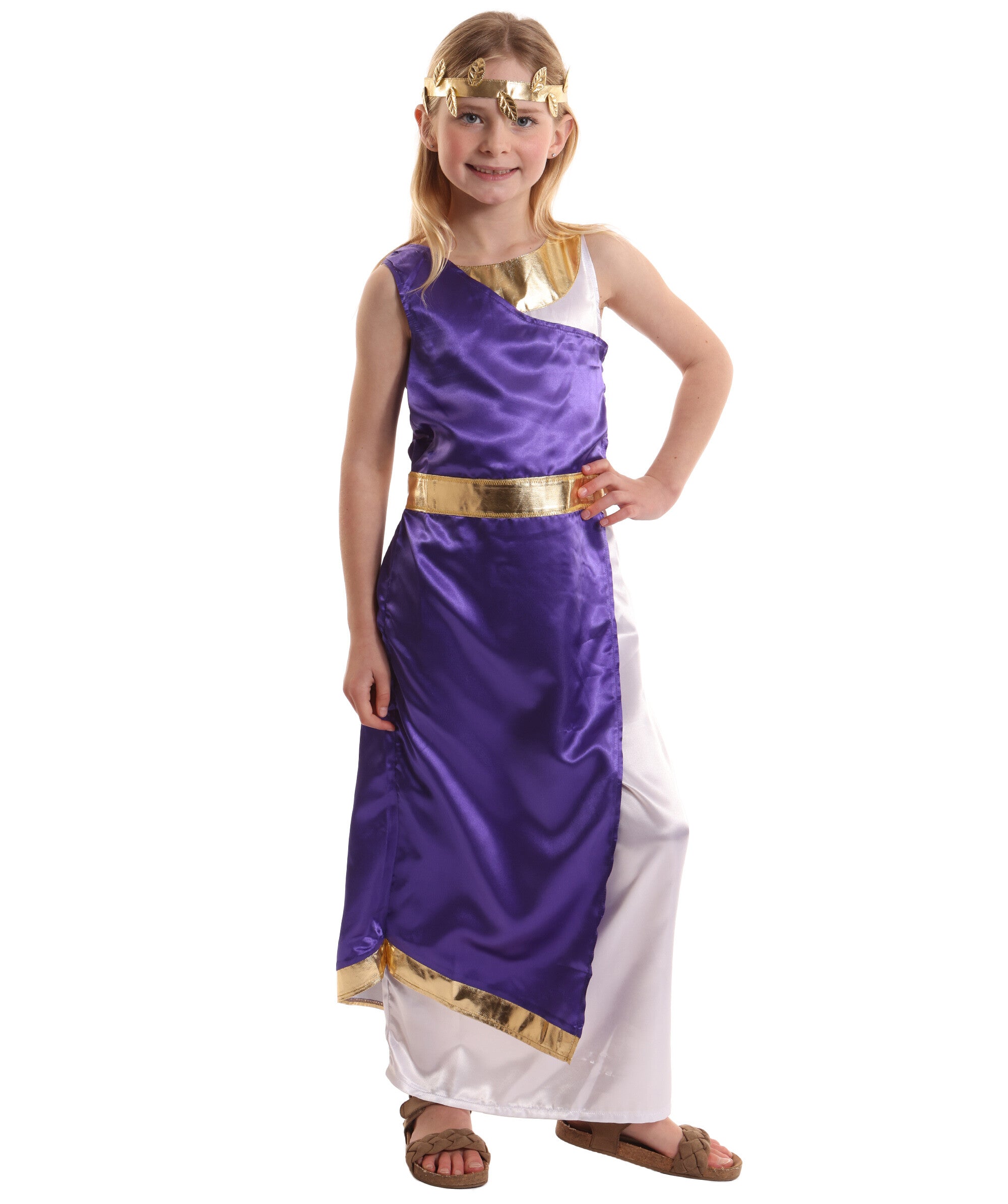 HPO Elegant Ancient Roman Purple & White Roman Toga Costume for Girls ...