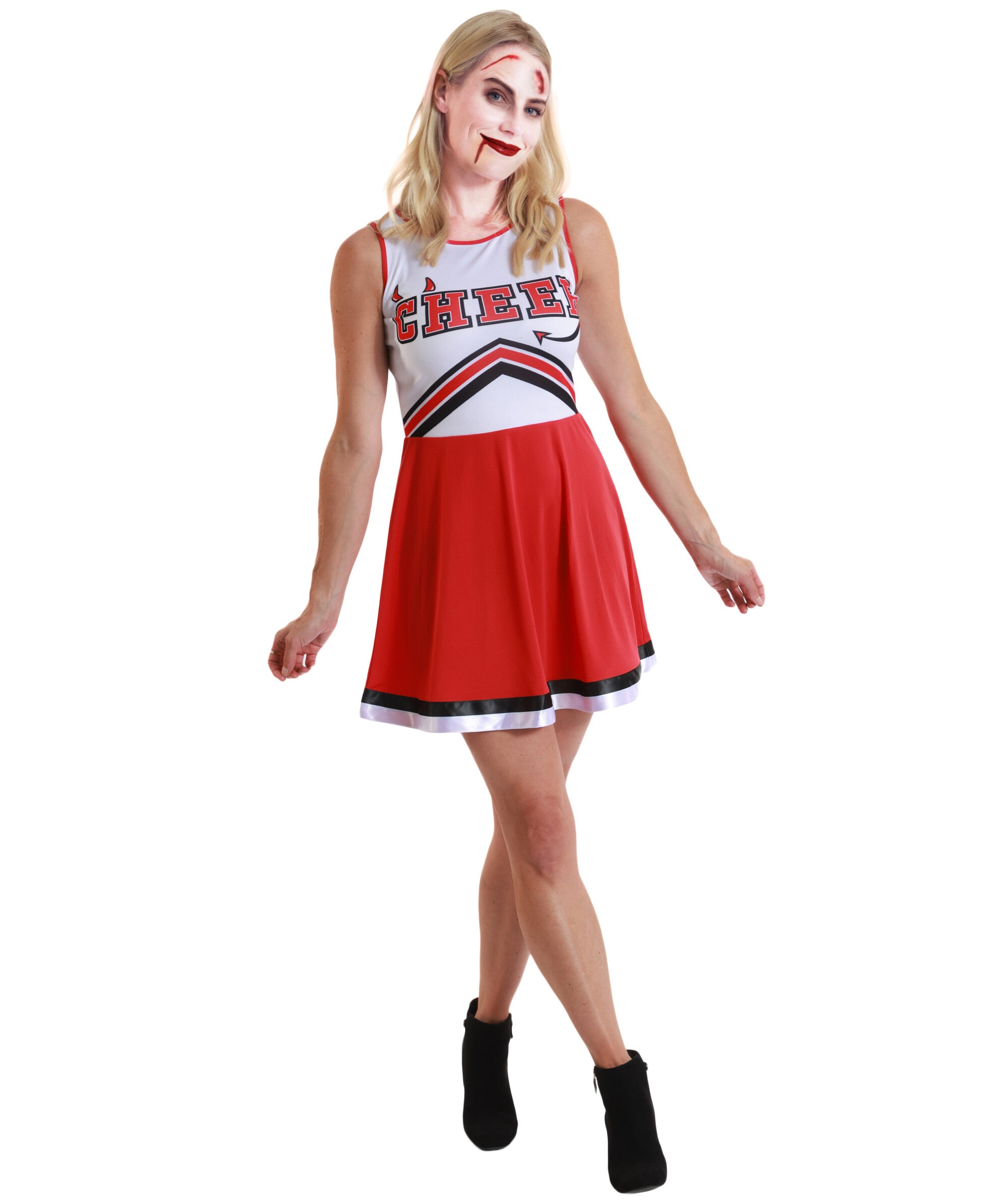 HPO Adult Zombie Cheer leader Red and White Costume | Tattered Cheer D ...