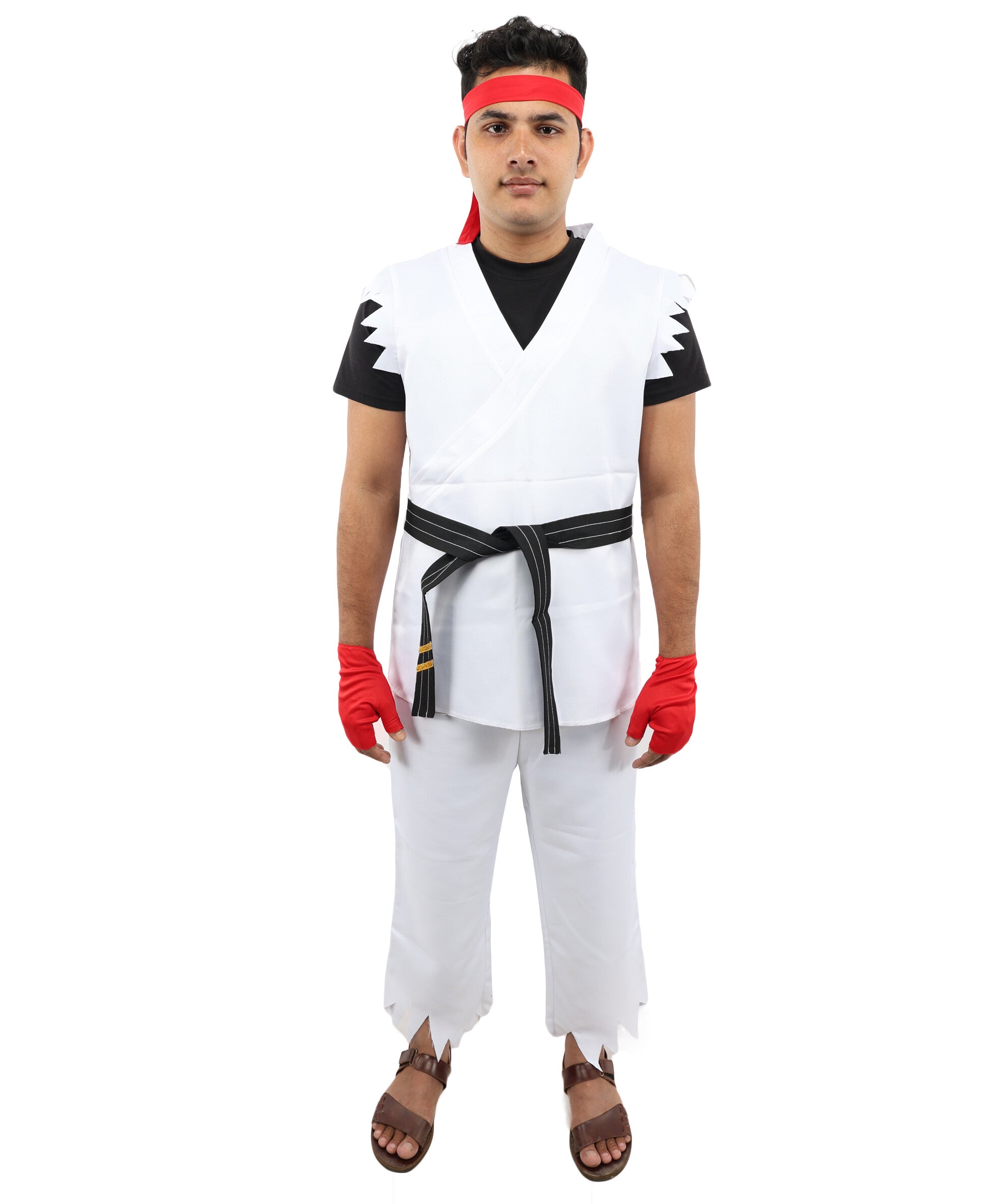 HPO Adult Men's Martial Arts Fighter Outfit | White GI Costume with Bo ...