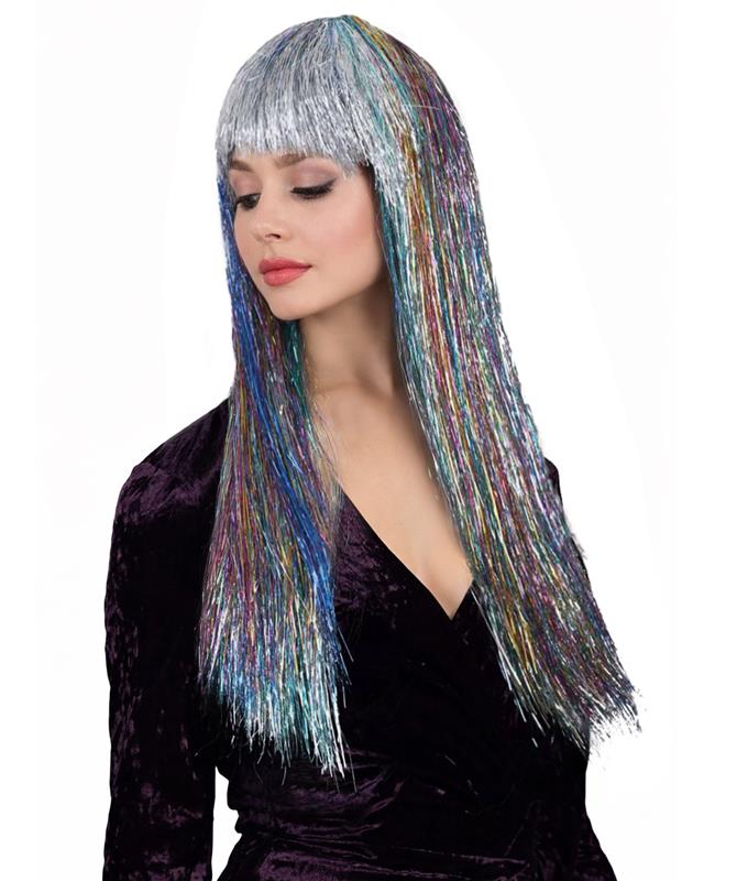 Rainbow Tinsel Women's Wig | Party Ready Fancy Cosplay Halloween Wig ...