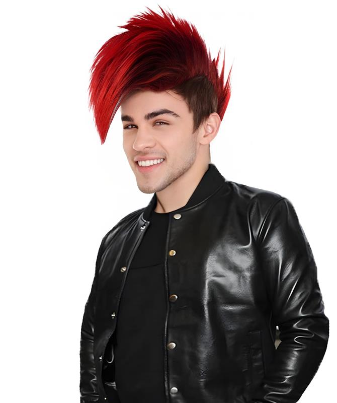 Mohawk Wig | Red & Black Halloween Wig - HalloweenPartyOnline