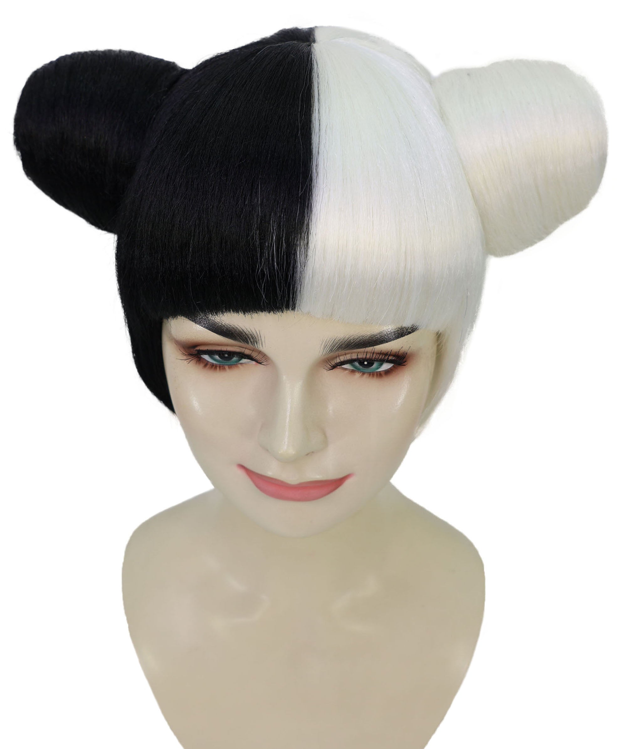 Womens Singer Two Buns Wig , Black Celebrity Wigs , Premium Breathable ...