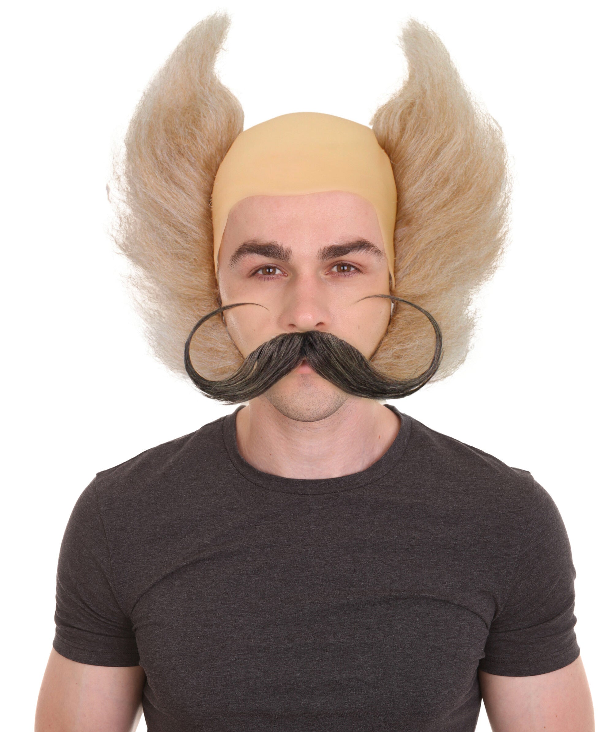 Blonde Side Hair Bald Wig with Mustache - One Size / Blonde ...