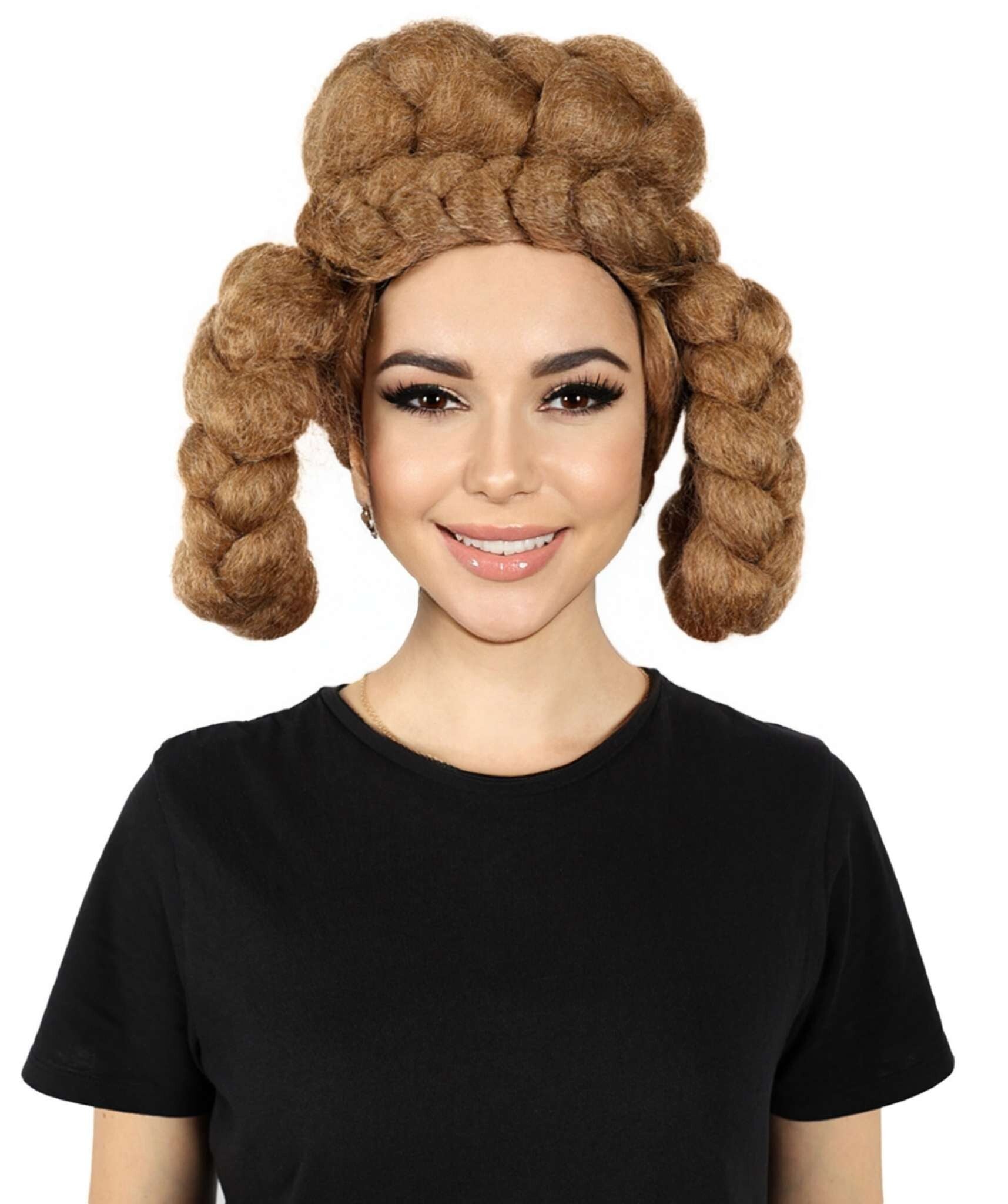 HPO Adult Women’s Regal Brown Braided Updo Wig | Cosplay Wig | Flame-r - HalloweenPartyOnline