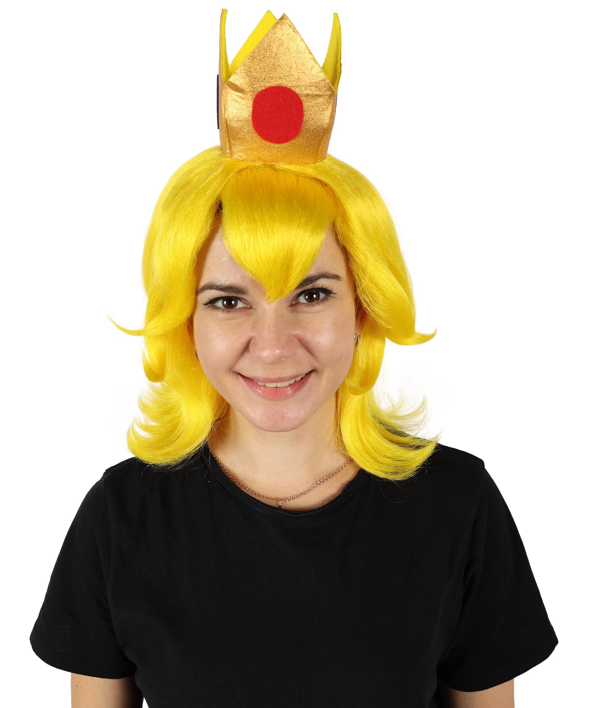 HPO Adult Women Luna Lansman Drag Queen Wavy Yellow Wig Costume with A ...