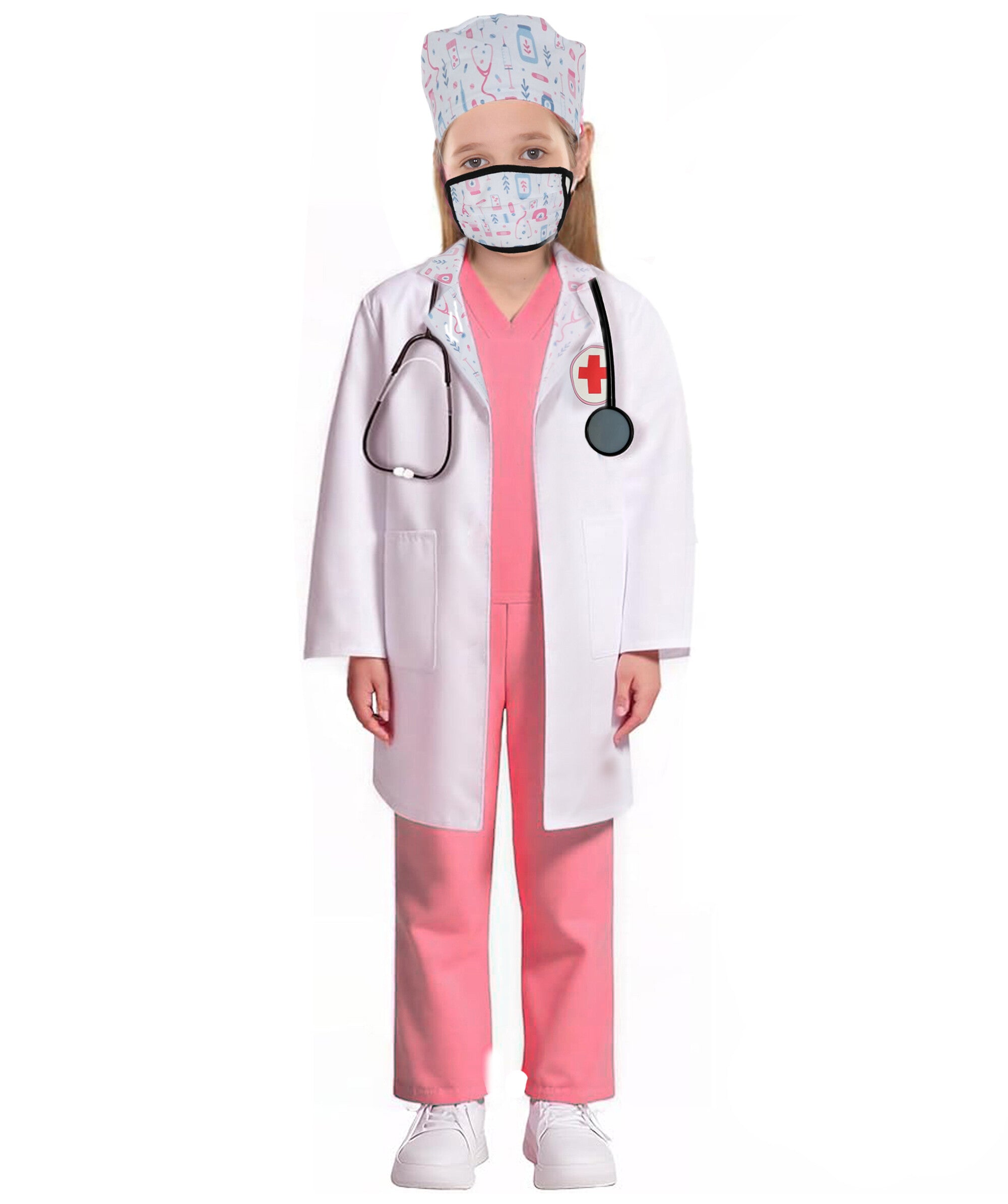 HPO Teen's Play Medical Outfit White and Pink Doctor Costume Set with ...