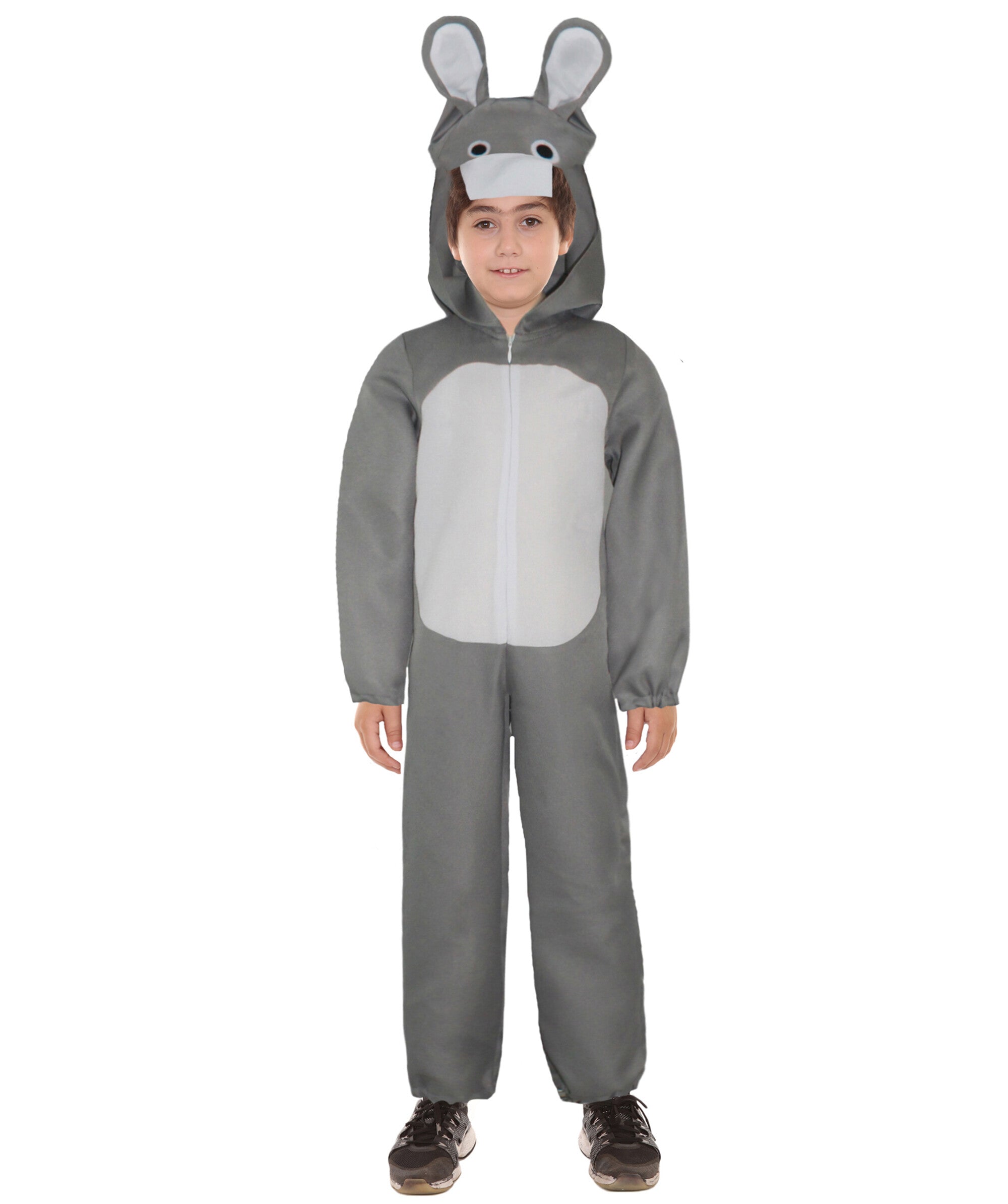 HPO Teen Gray Animal-Inspired Costume | Cozy Hooded Jumpsuit with Ears ...