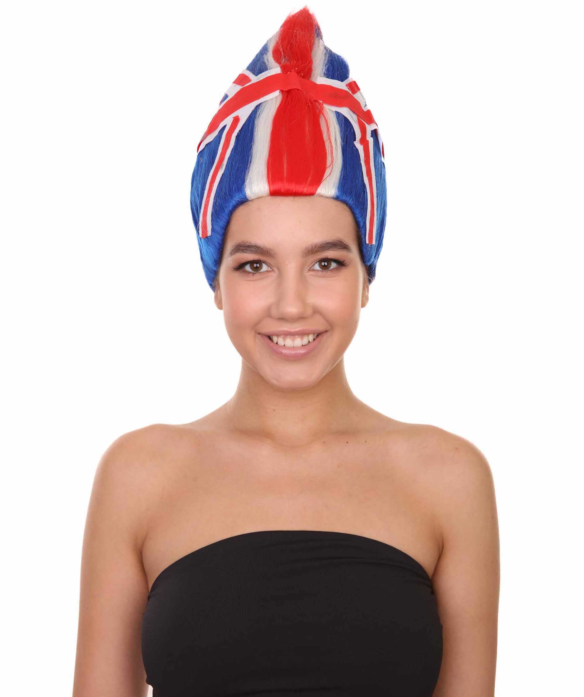 United Kingdom Flag Troll Wig | - HalloweenPartyOnline