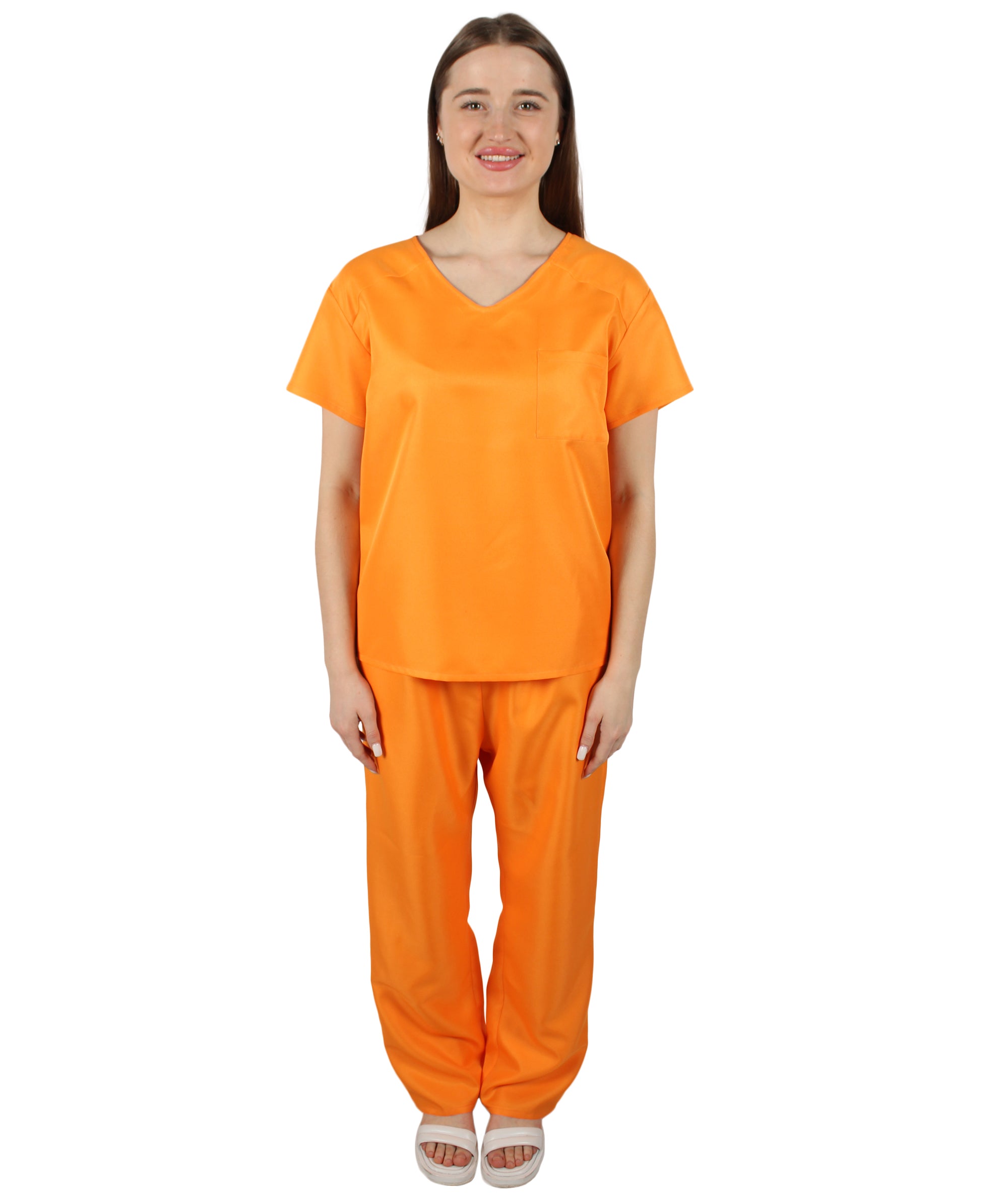 Adult Women's Prisoner Uniform Orange Cosplay Costume ...