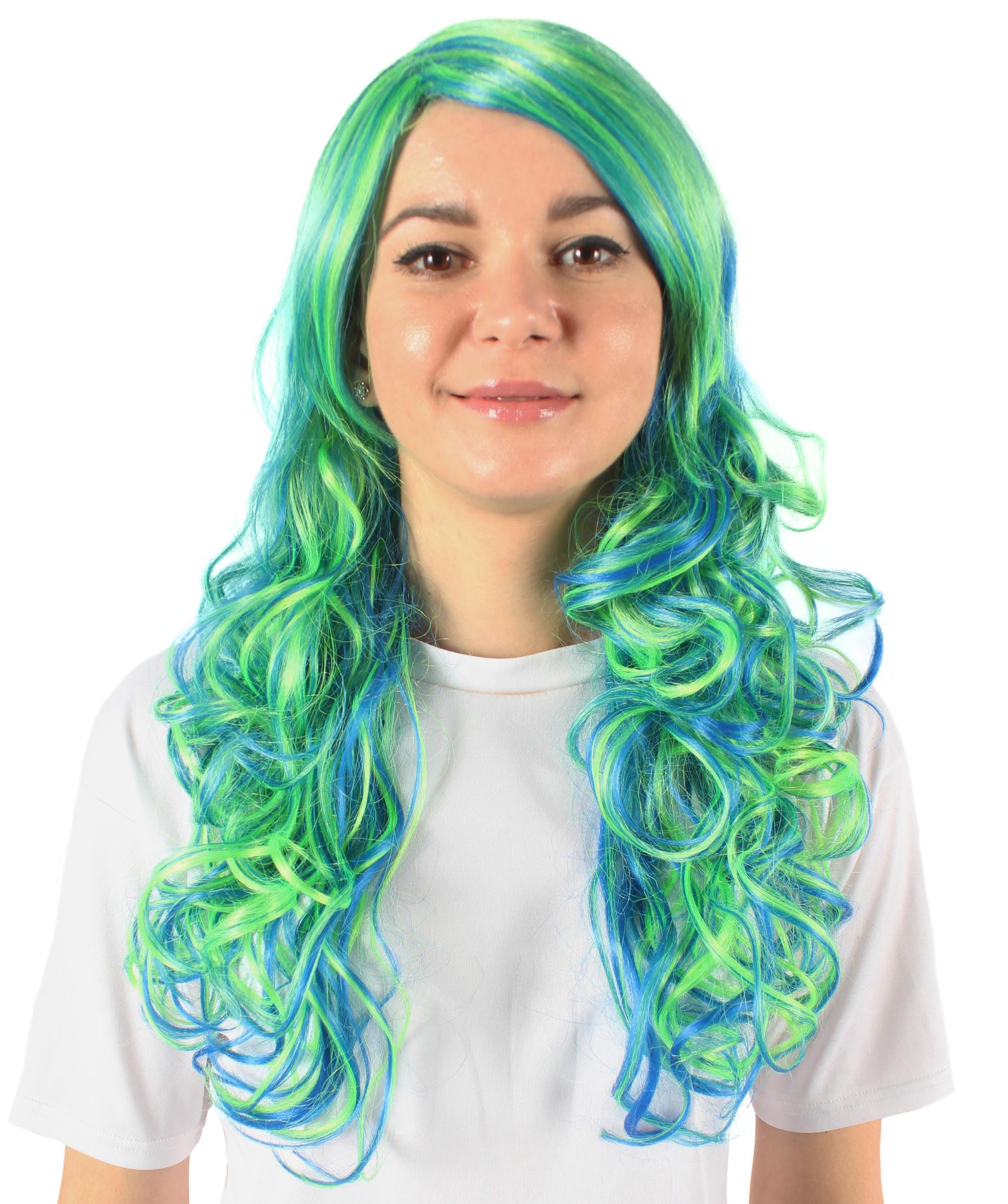 Women's Carnival Mardi Gras Tri-Color Wavy Style Cosplay Wig ...