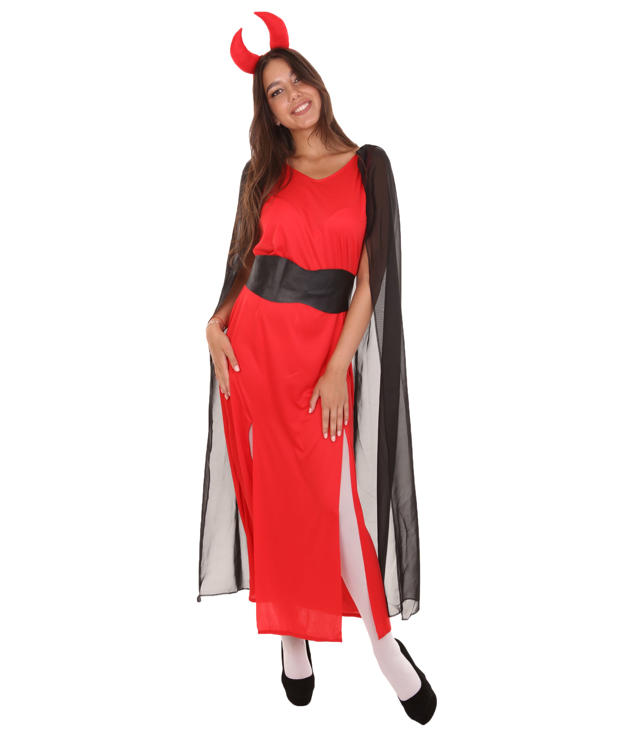 Adult Women's Devil Fancy Dress Scary Costume | Red & Black Halloween ...