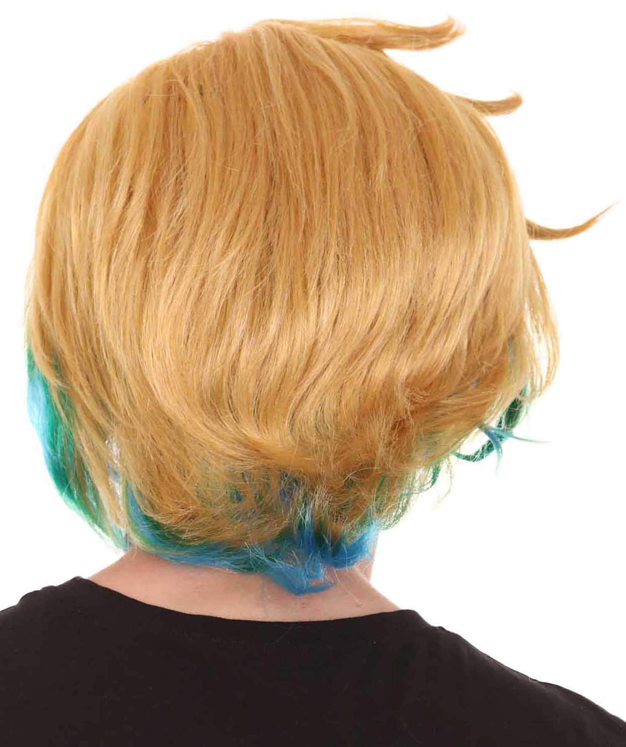 Gold & Blue Video Game Wigs - HalloweenPartyOnline