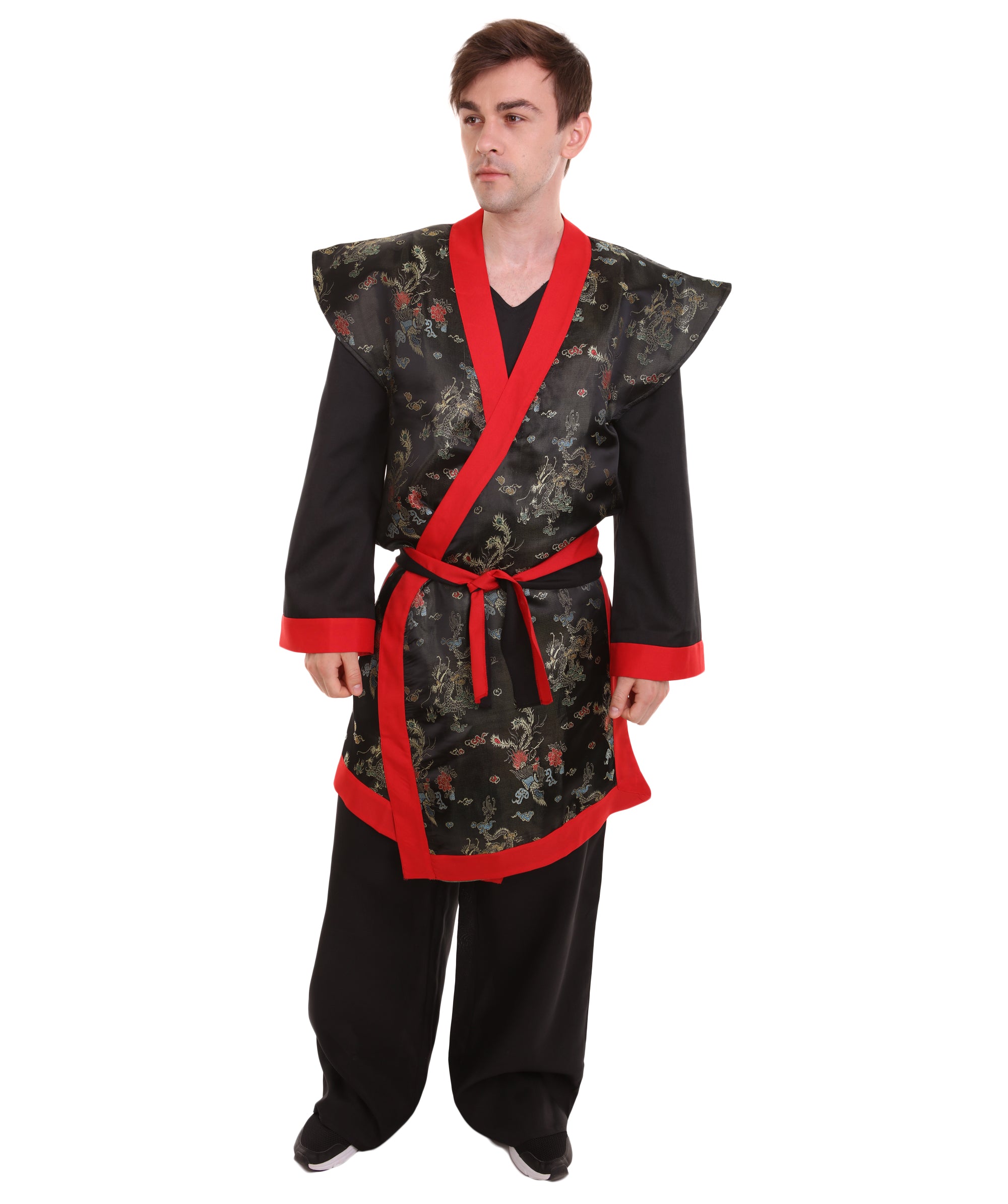 Men's Deluxe Samurai Embroidery Japanese Asian Robe Costume ...