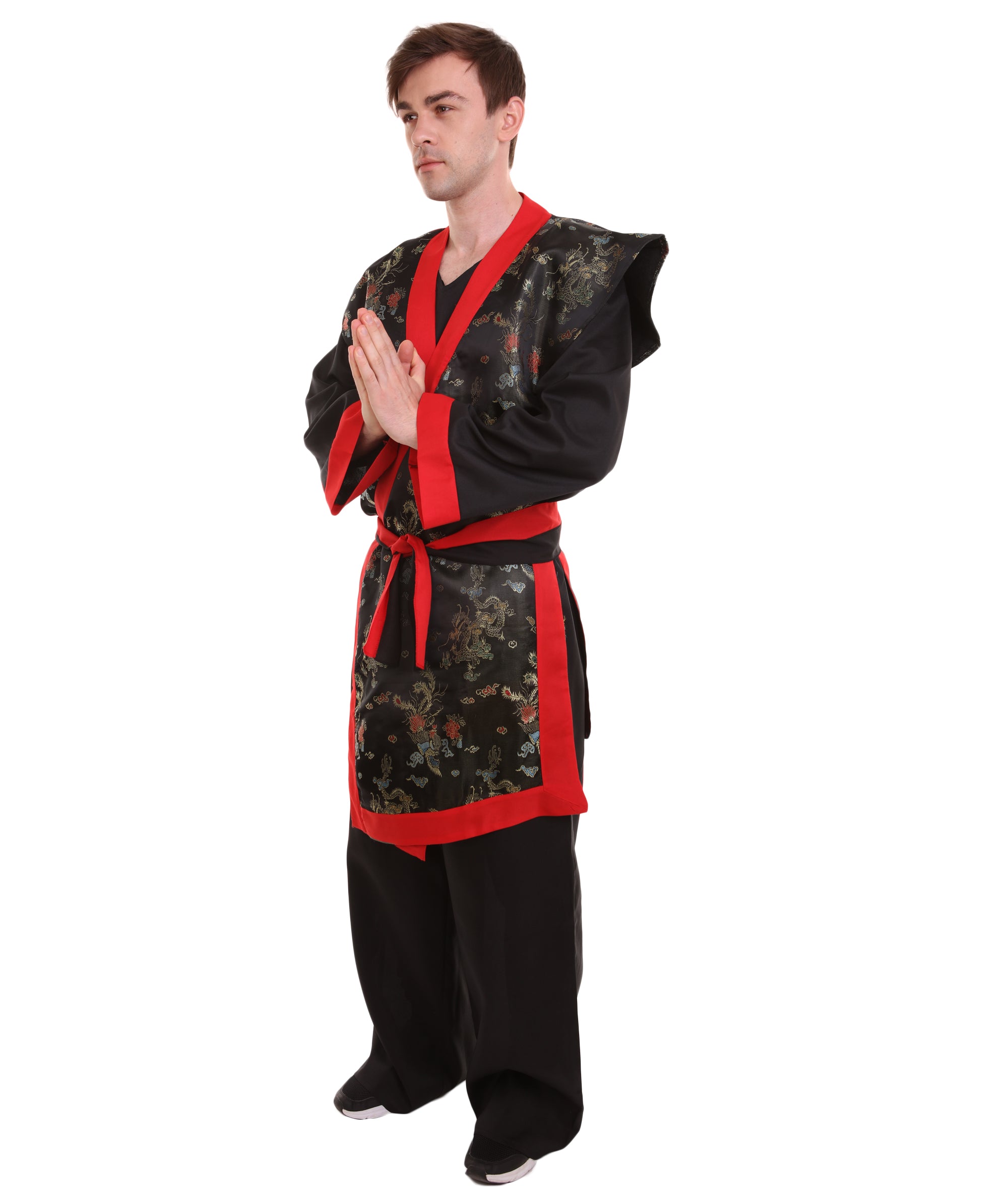 Men's Deluxe Samurai Embroidery Japanese Asian Robe Costume ...