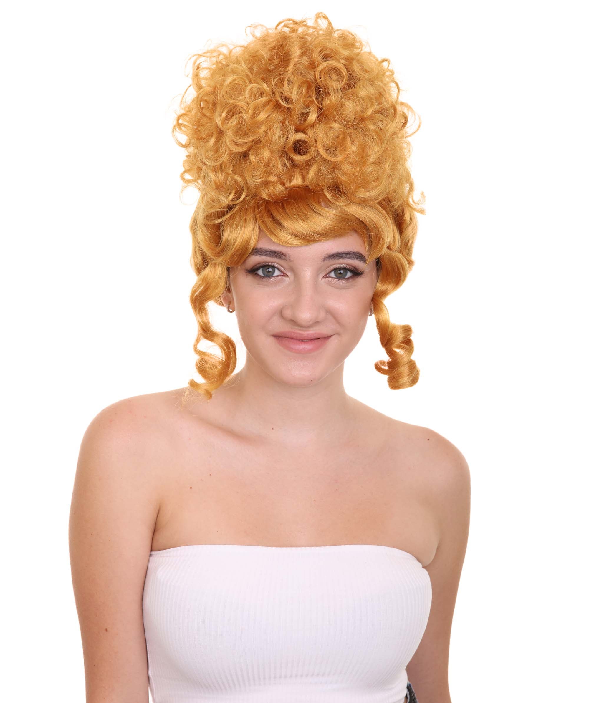 French Renaissance Brown Curly Wig - Adult / Brown - HalloweenPartyOnline