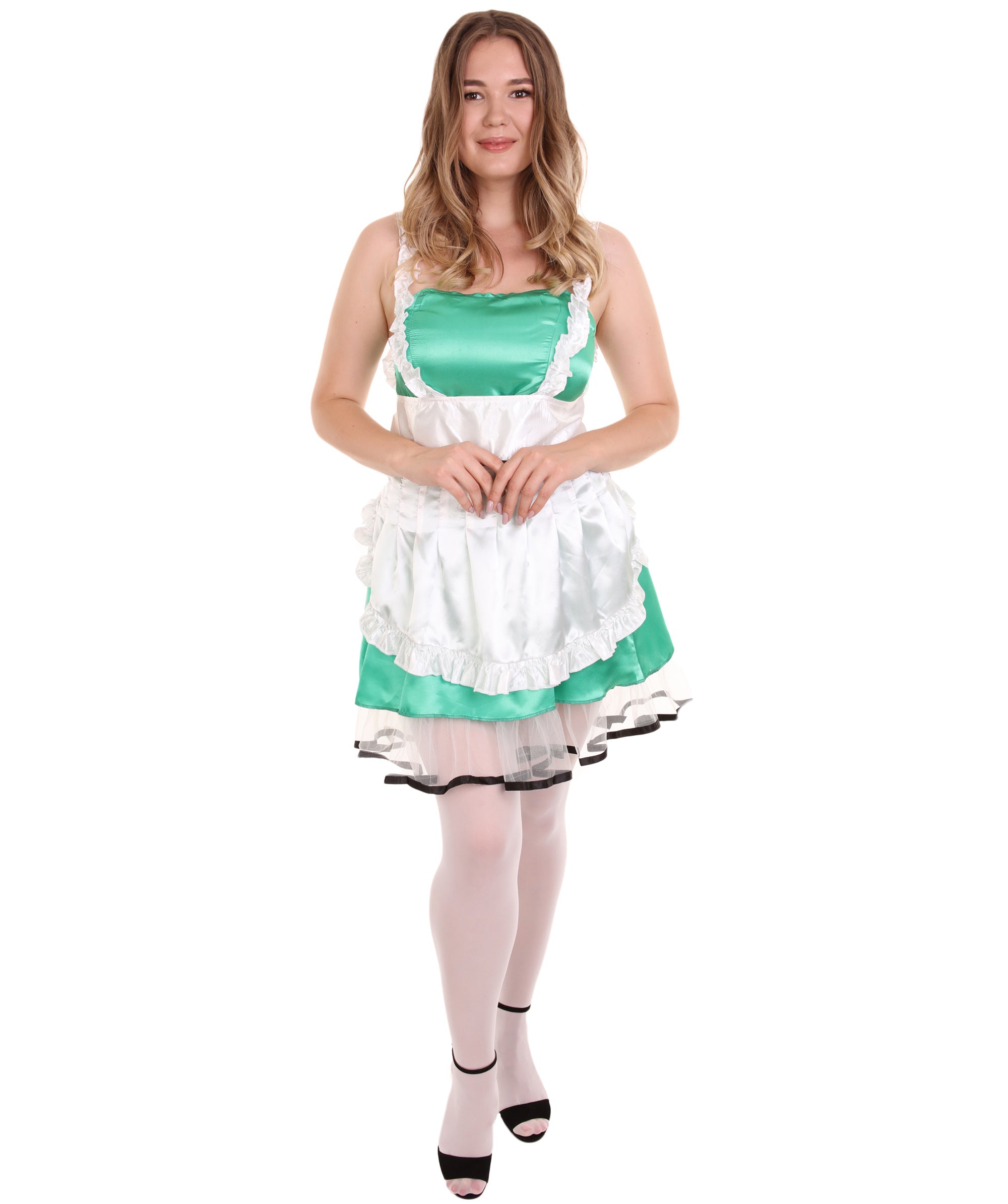 Sexy French Maid Green Costume - HalloweenPartyOnline