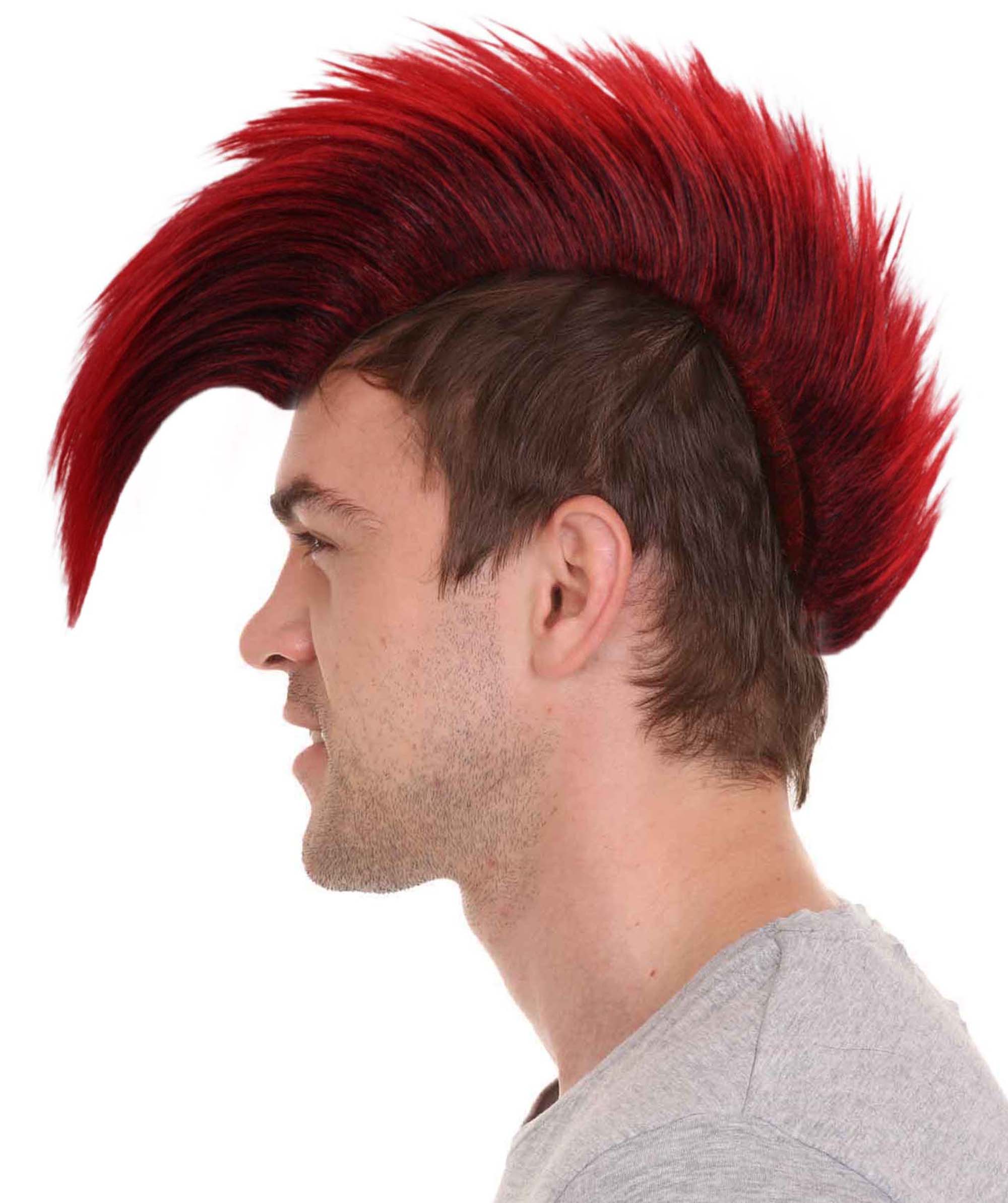 Mohawk Wig | Red & Black Halloween Wig - HalloweenPartyOnline
