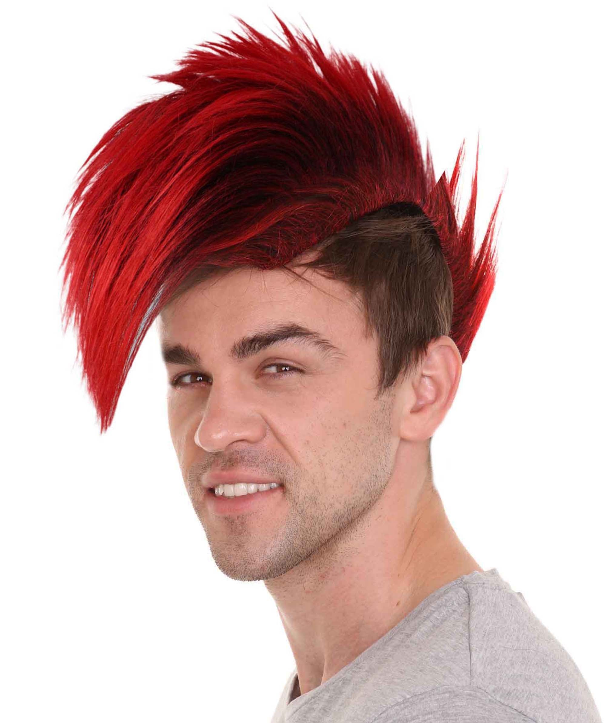 Mohawk Wig | Red & Black Halloween Wig - HalloweenPartyOnline